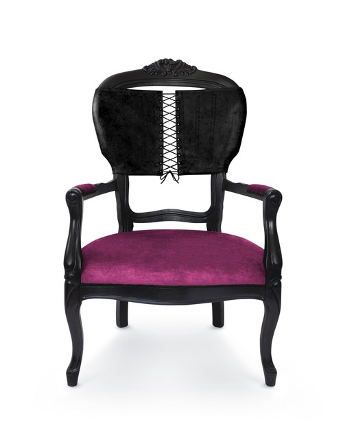 Upholstered fabric chair with armrests CORSET By Mineheart design Young ...