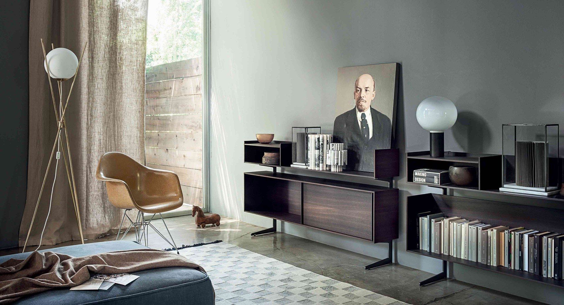 Oak bookcase / sideboard COURT YARD By Lema design Francesco Rota