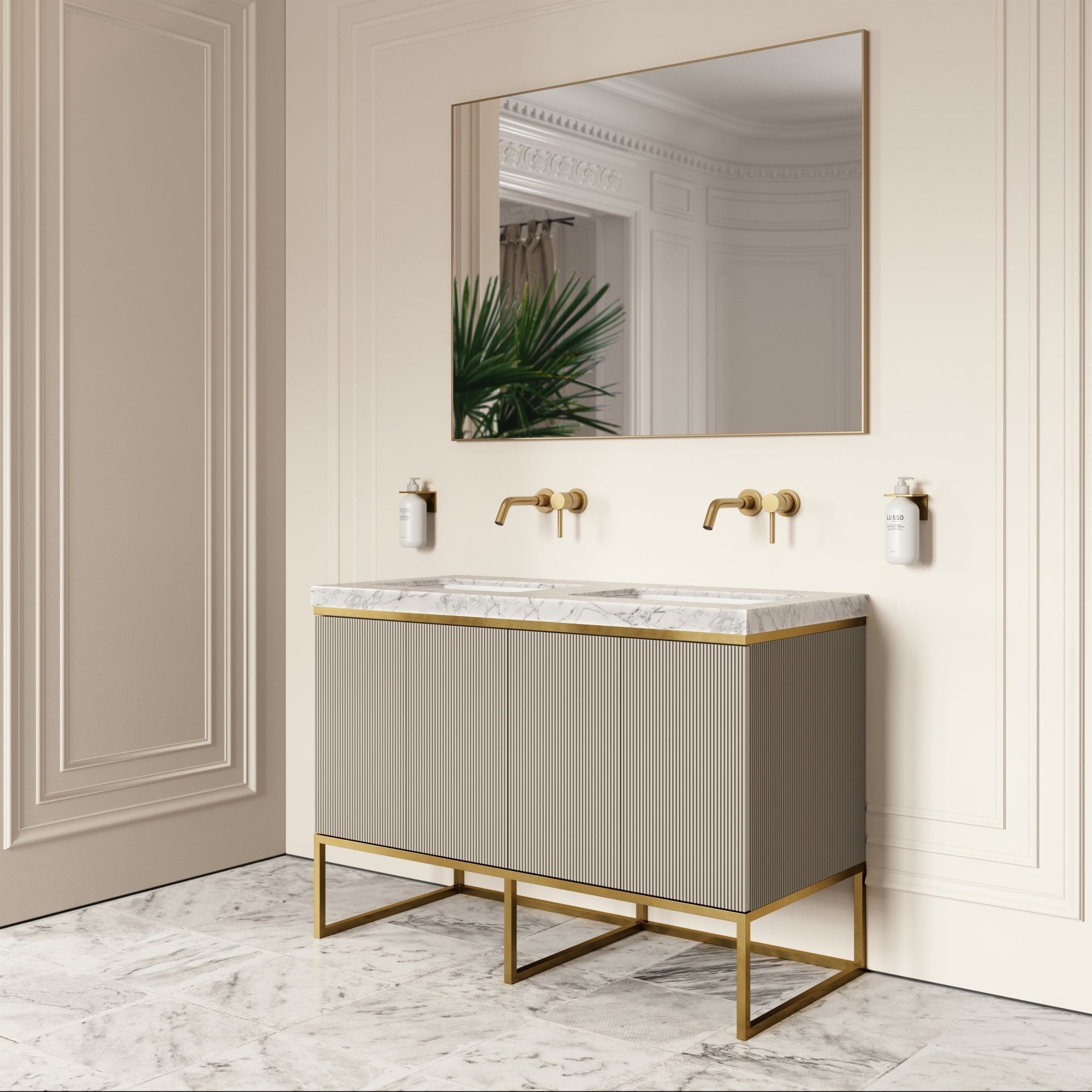 COUTURE Floor-standing double wooden vanity unit with integrated ...