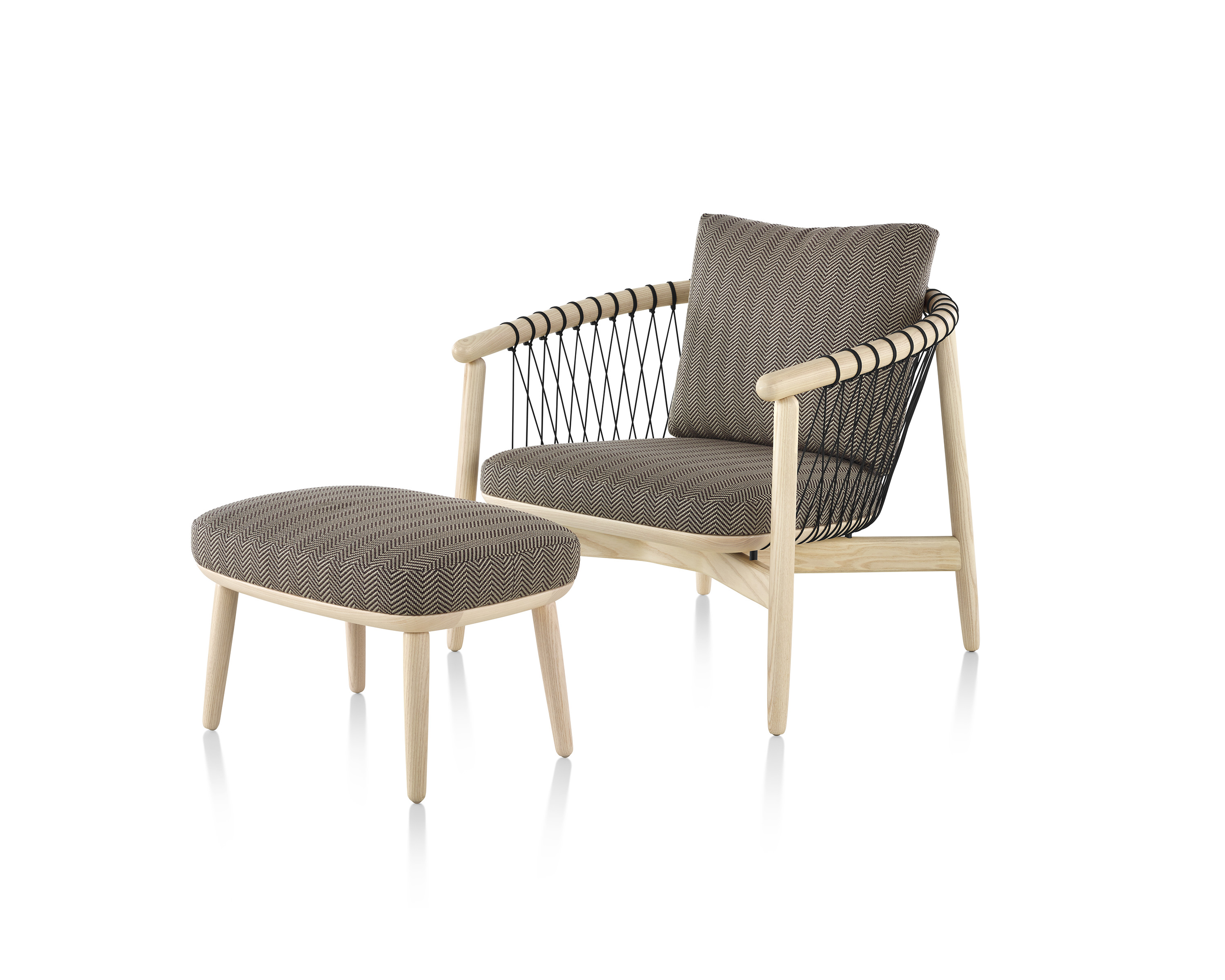CROSSHATCH Wooden and fabric armchair with armrests By Herman Miller ...