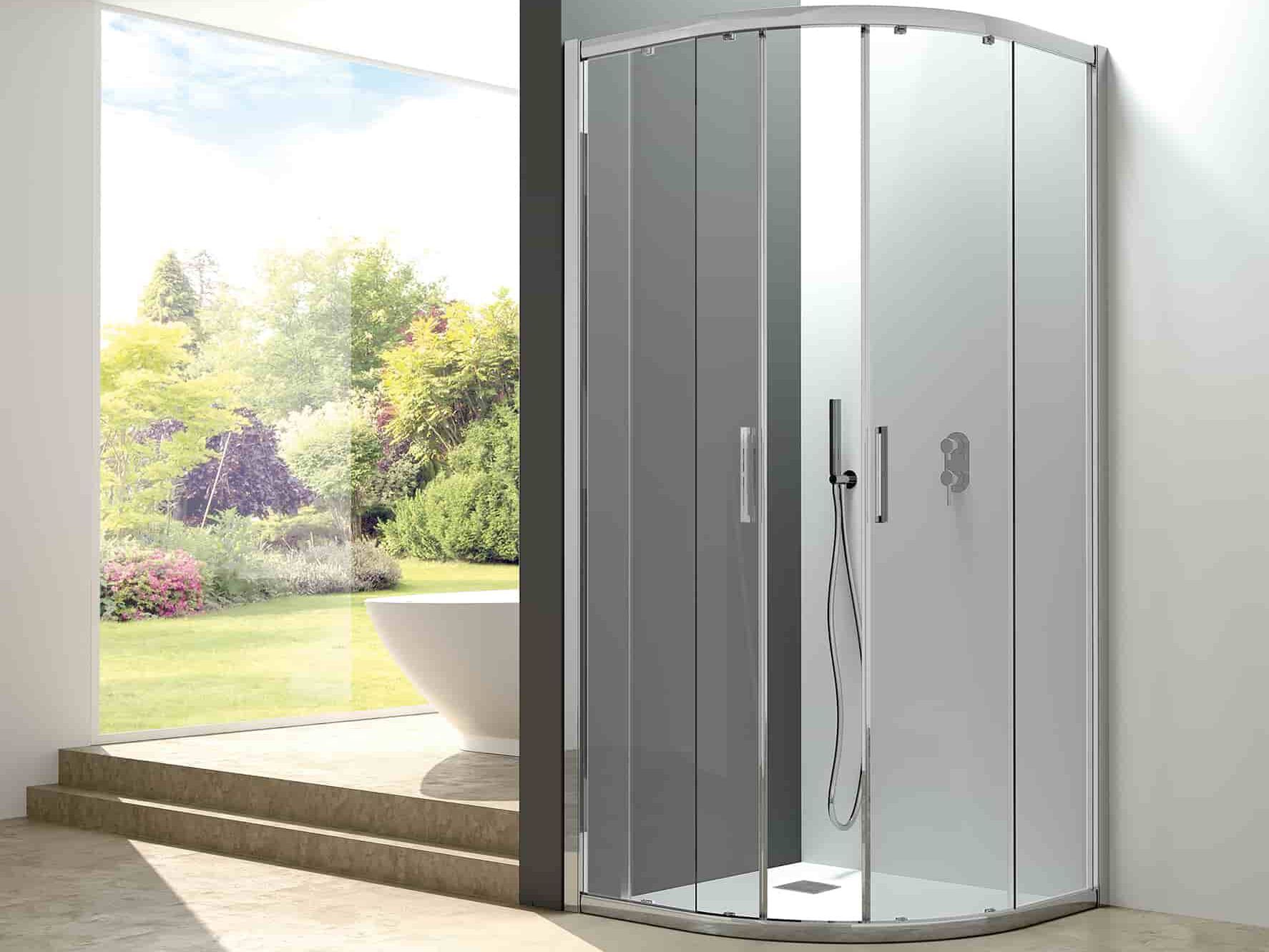 ERICA C.2FS Box doccia semicircolare angolare in alluminio e vetro con ...