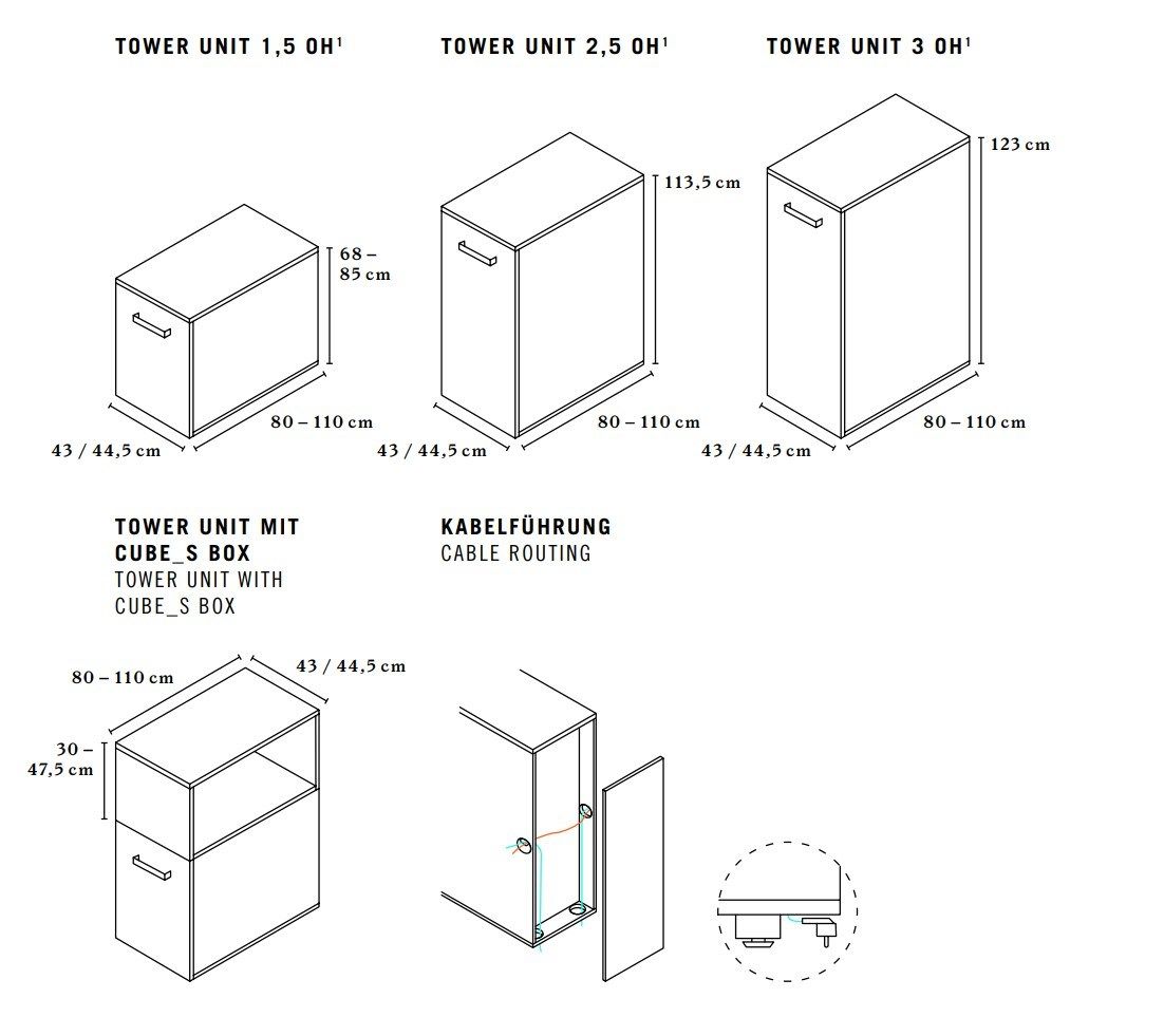 CUBE_S Tower Unit Armário de escritório By BENE | design Christian Horner