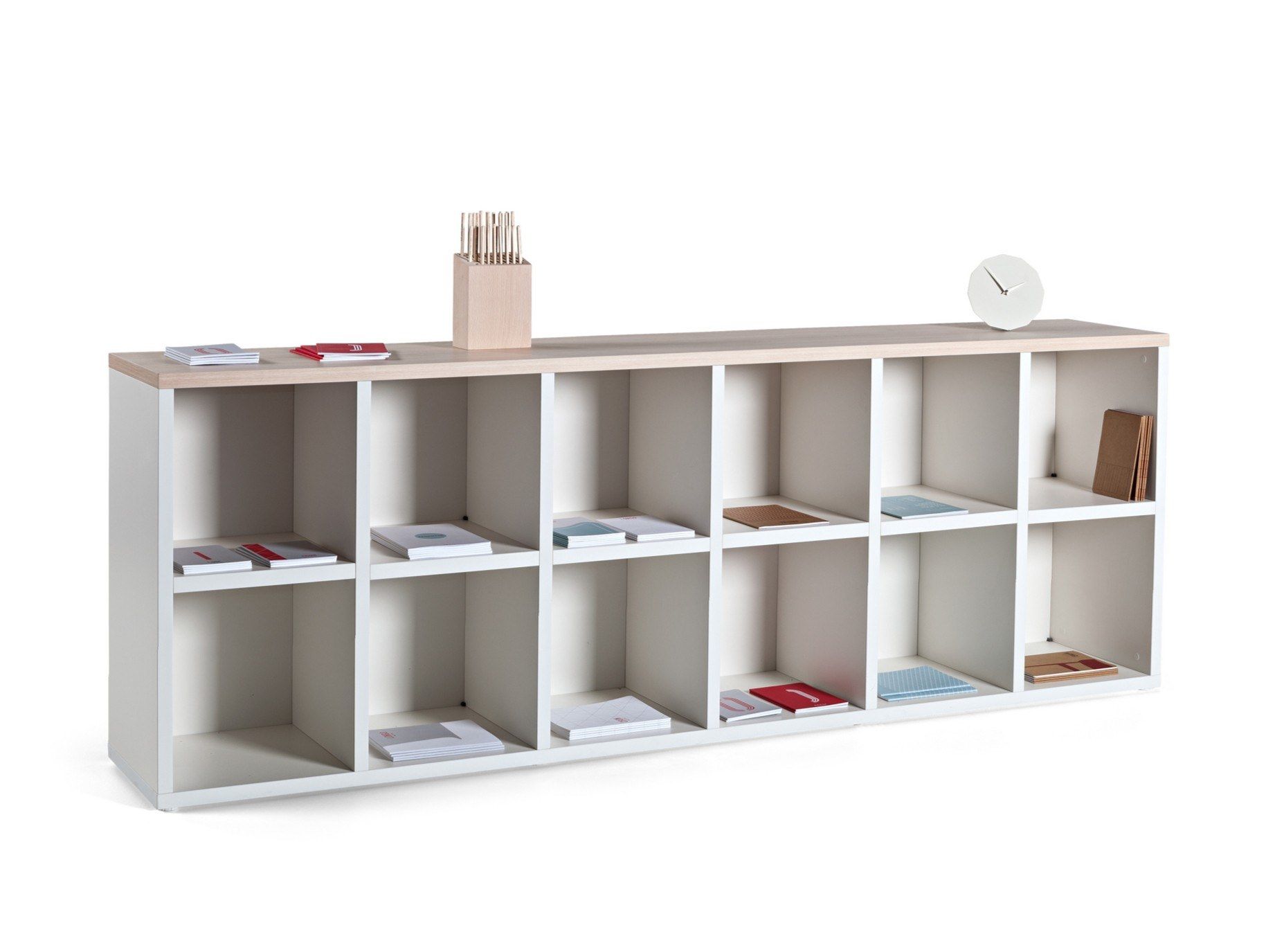 Estante de escritório modular de alumínio e madeira CUBIC By ACTIU