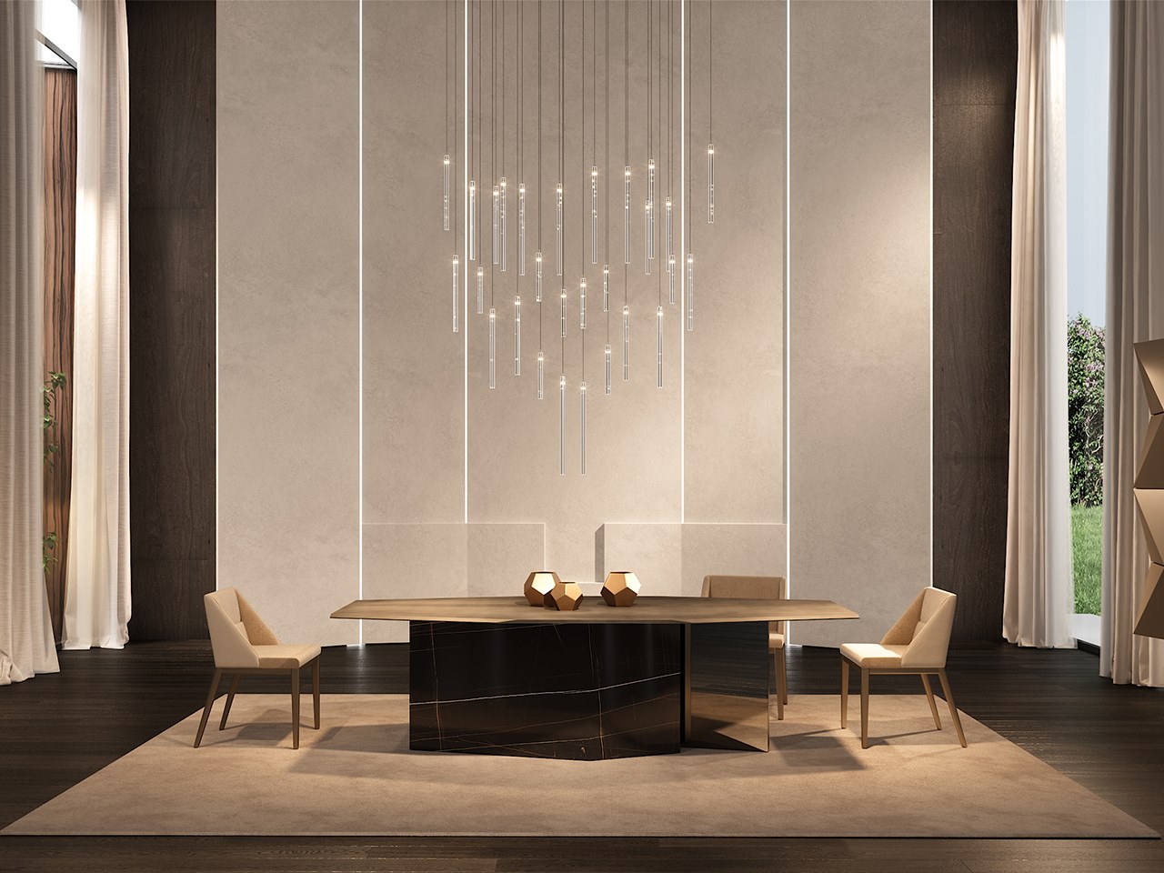 Octagonal glass dining table CUBITUM 72 By Reflex design Riccardo Lucatello