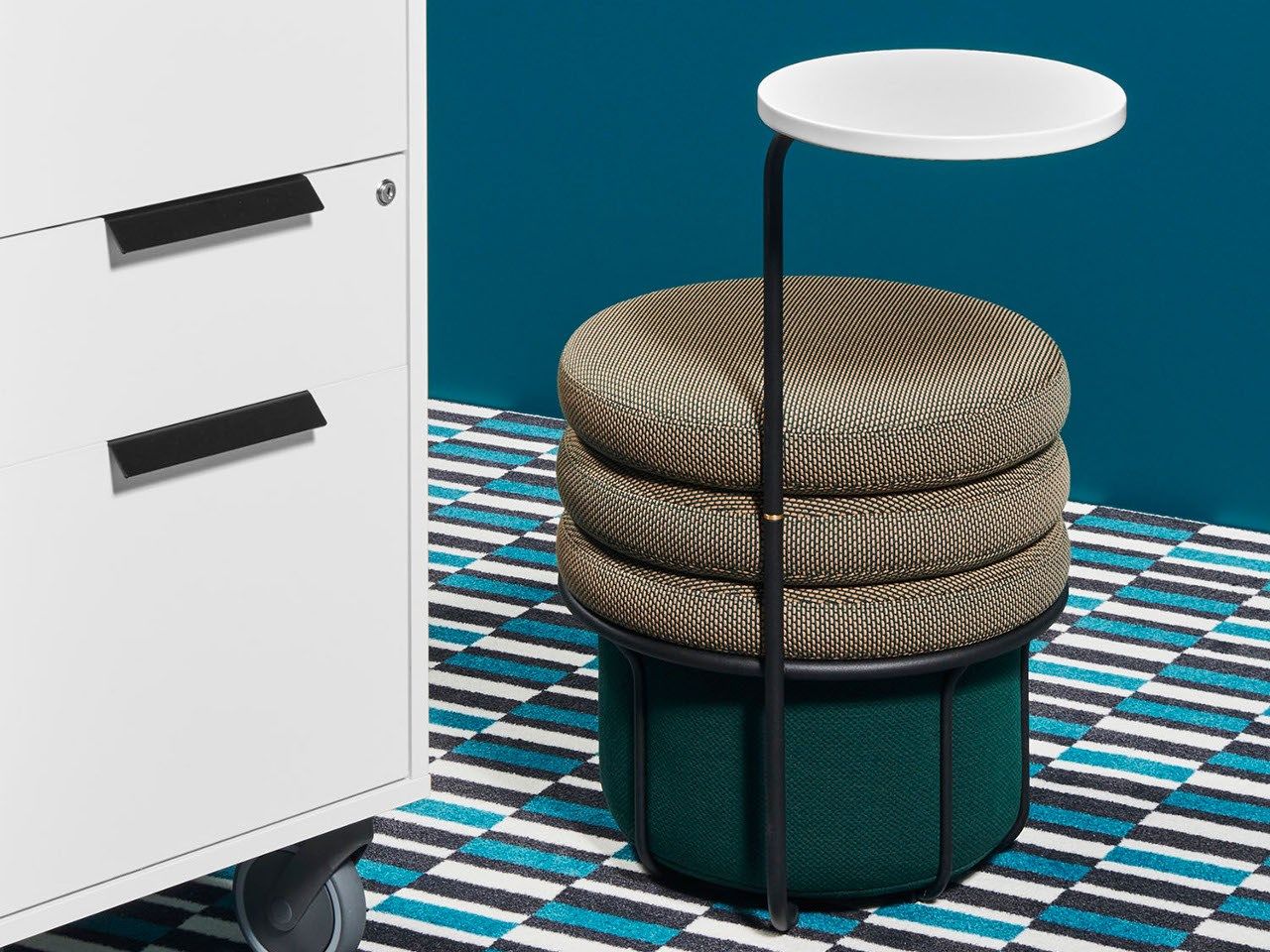 CUP CAGE Round fabric pouf By Cider Edition | design Désormeaux/Carrette