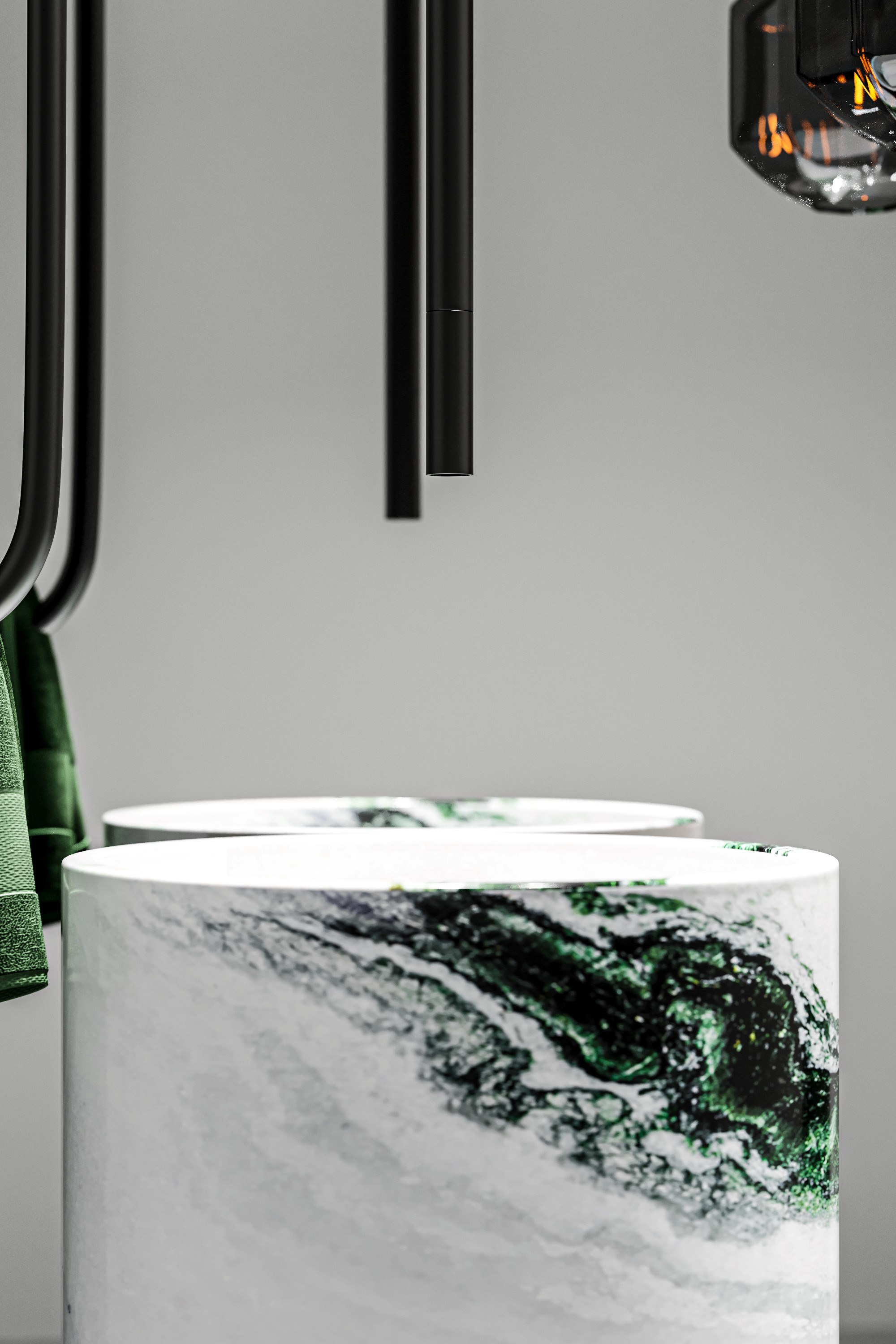 Lavabo freestanding singolo LAVANDINO CILINDRICO IN MARMO PANDA By ...