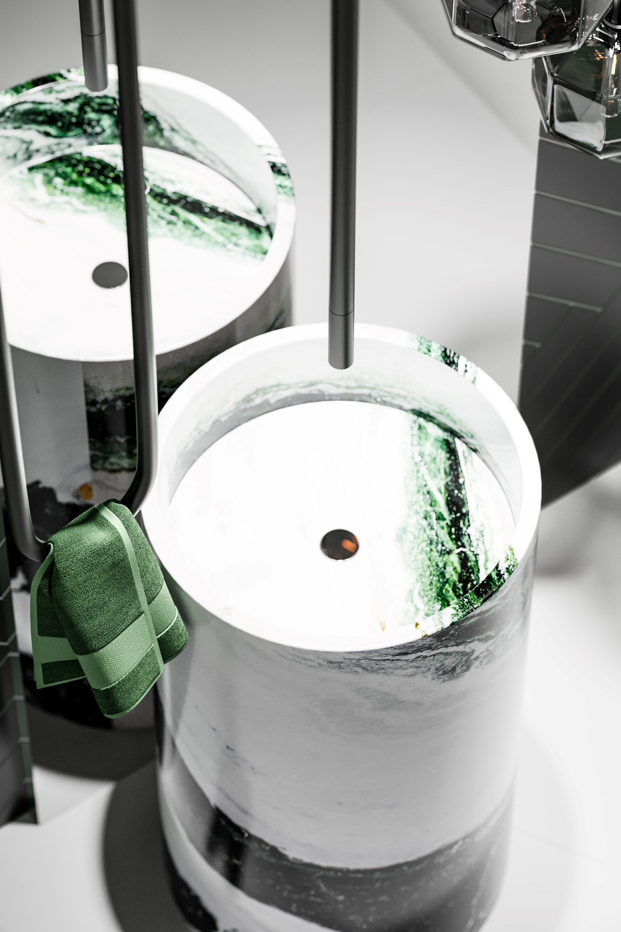 Lavabo freestanding singolo LAVANDINO CILINDRICO IN MARMO PANDA By ...