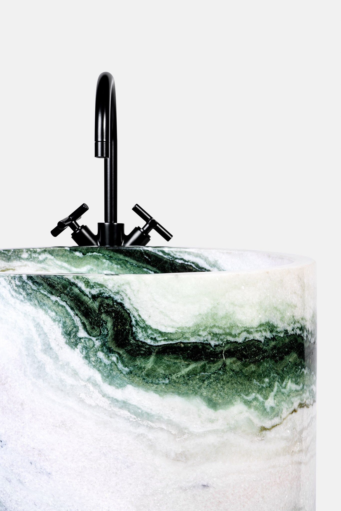 CYLINDRICAL SINK IN PANDA MARBLE Freestanding single washbasin By ...