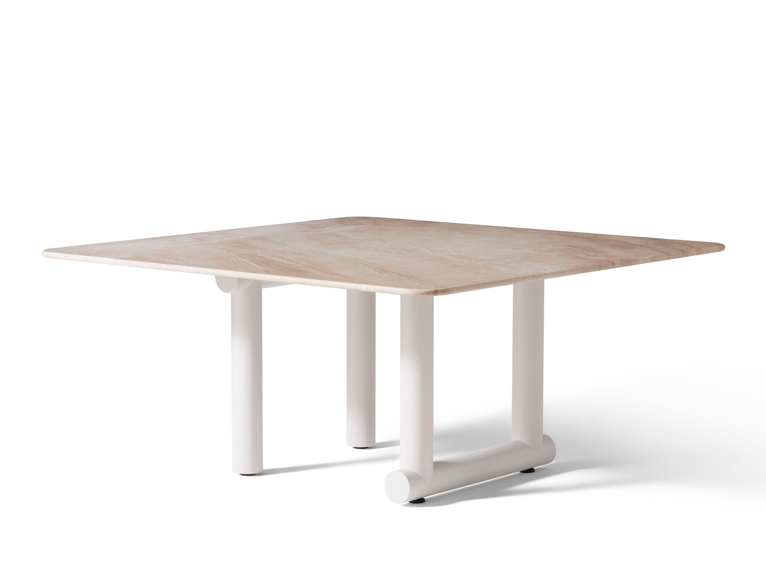 TRAMPOLINE TABLE Powder coated aluminium garden table with marble top ...