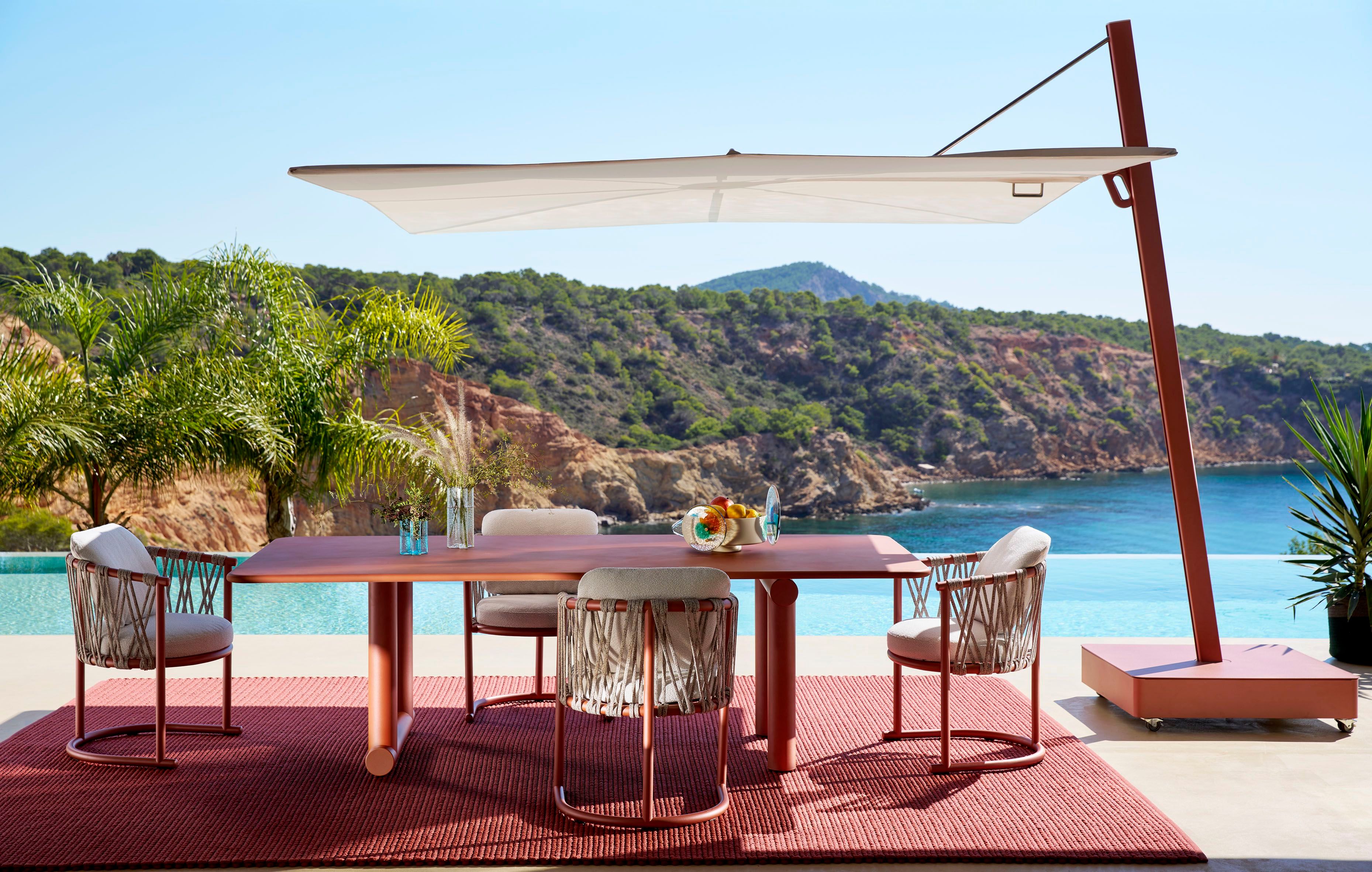 TRAMPOLINE TABLE Powder coated aluminium garden table with cement top ...