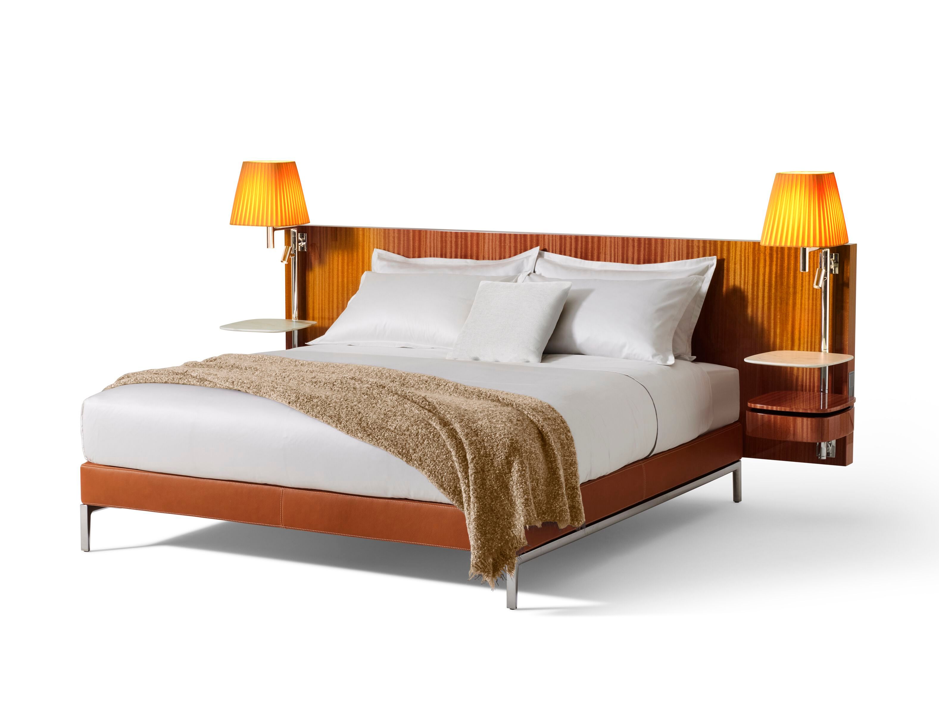 VOLAGE EX-S NIGHT WOOD Wooden bed with integrated nightstands By ...