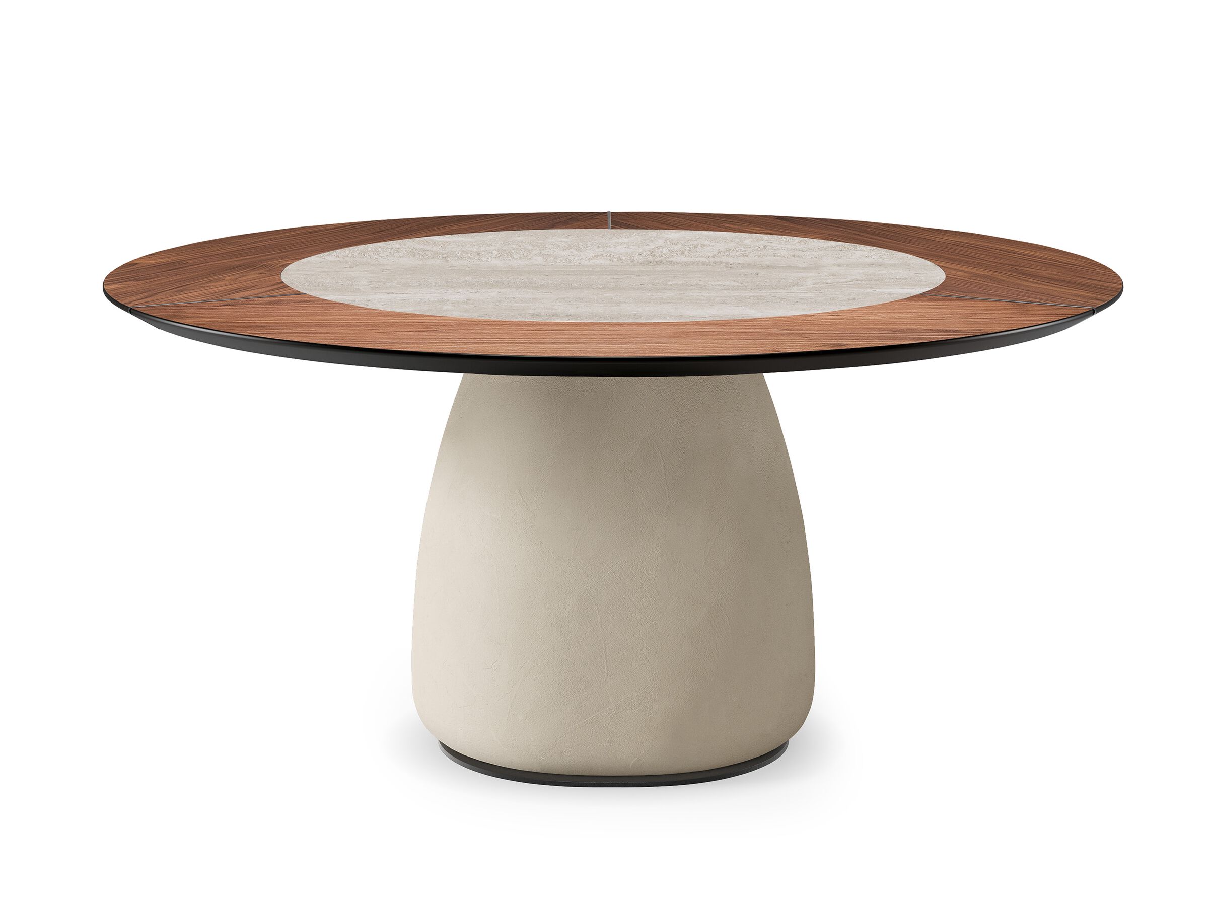 BOTERO KER-WOOD ROUND Round wood and ceramic dining table with central ...