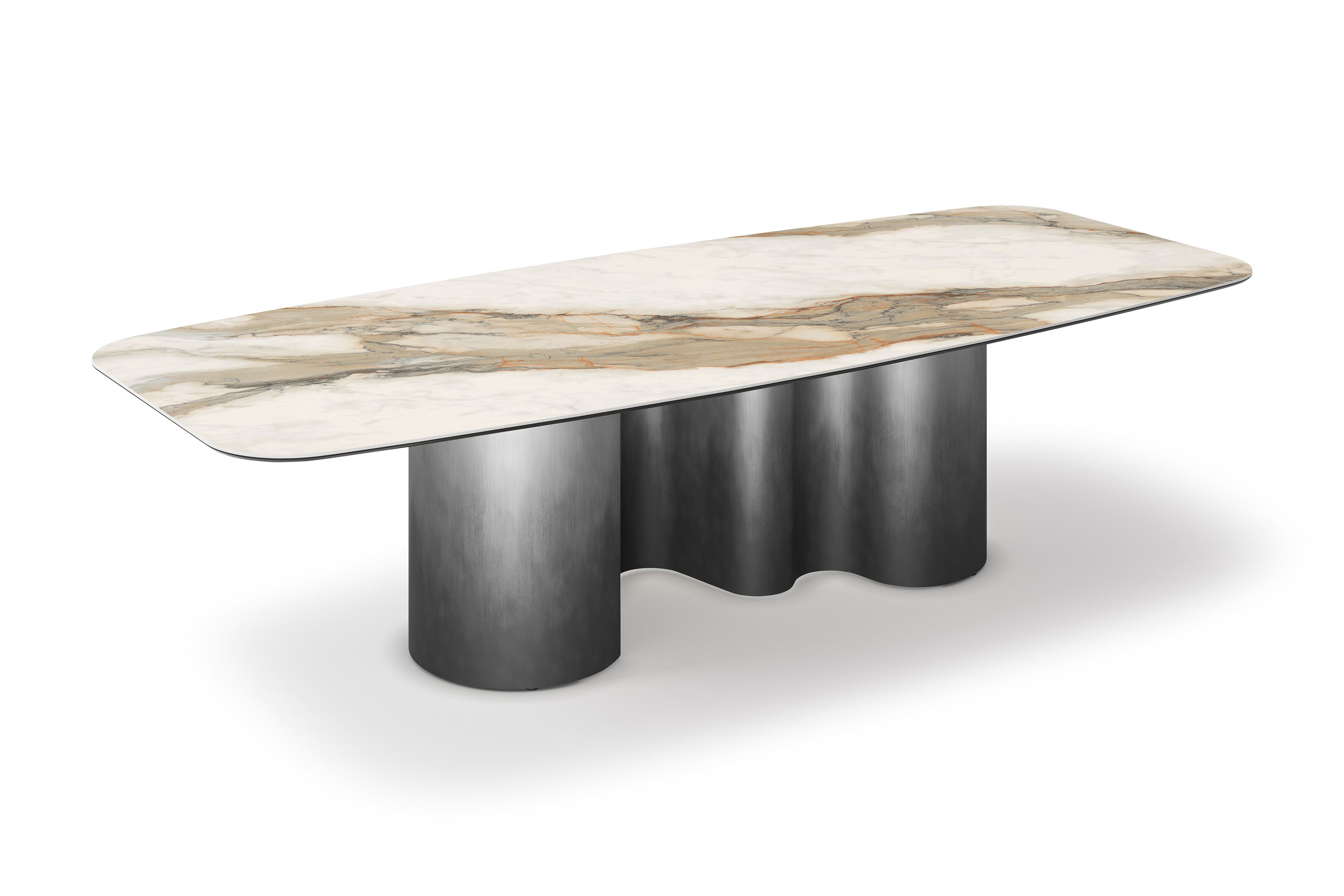 PAPEL KERAMIK Ceramic and steel barrel table By Cattelan Italia