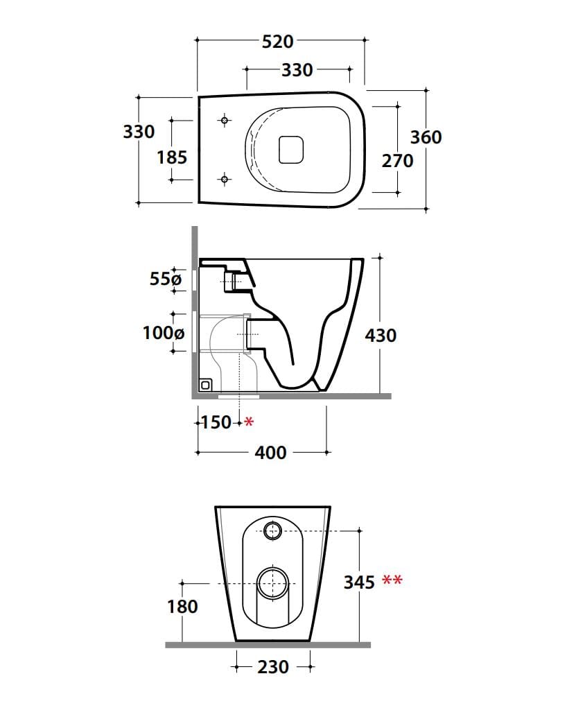 STONE Wc in ceramica a pavimento By Ceramica Globo