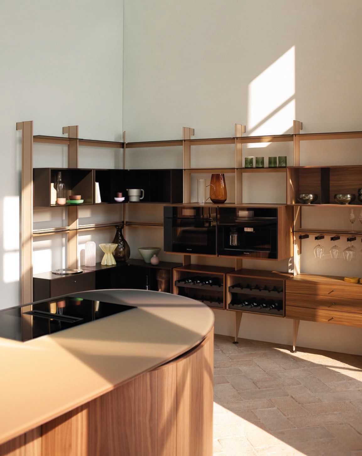 TANGRAM WITH ‘L’ GRIP EDGE Wooden fitted kitchen with island By Cesar