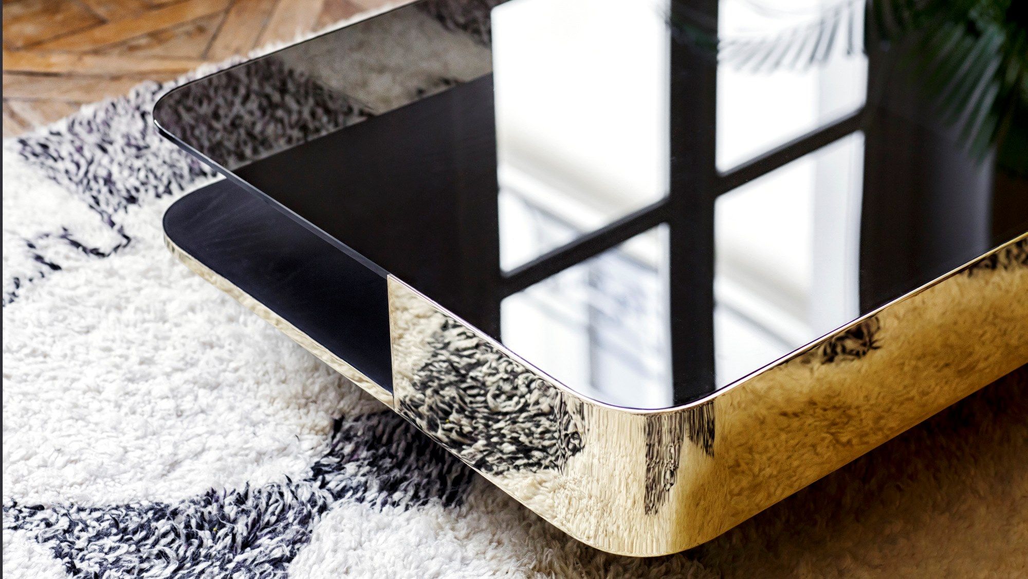 Coffee table for living room 70s style rectangular wood and glass ...