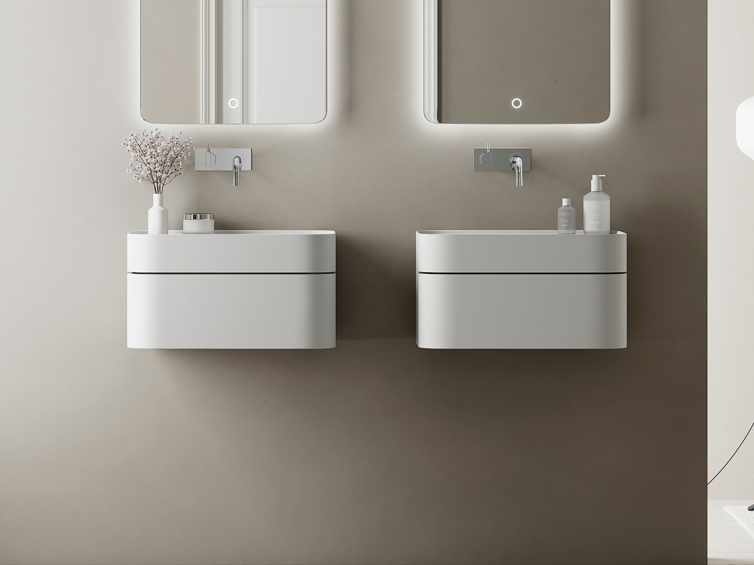 YUNO CA 55 Wall-mounted rectangular washbasin with drawers By ...