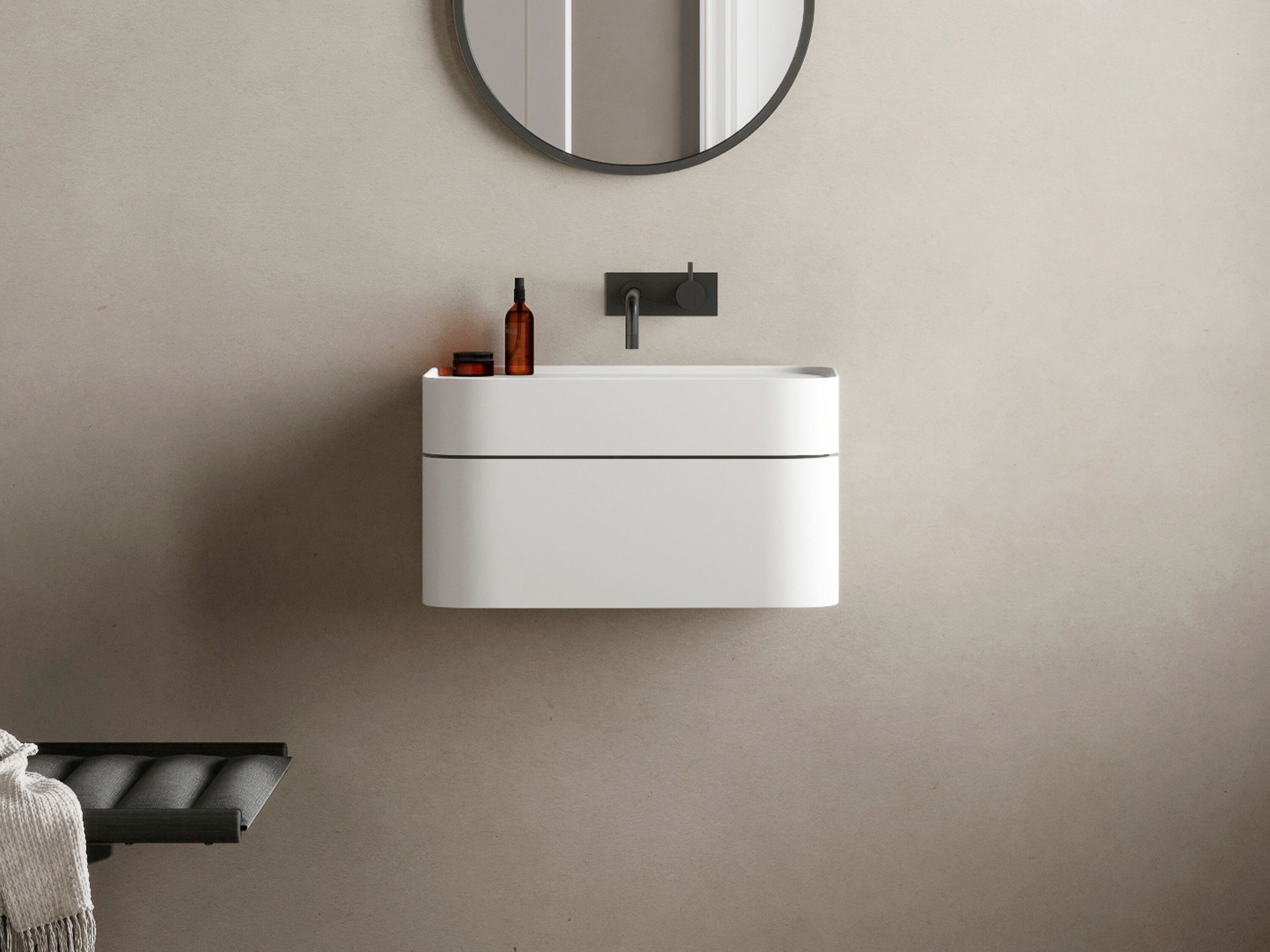 YUNO CA 55 Wall-mounted rectangular washbasin with drawers By ...