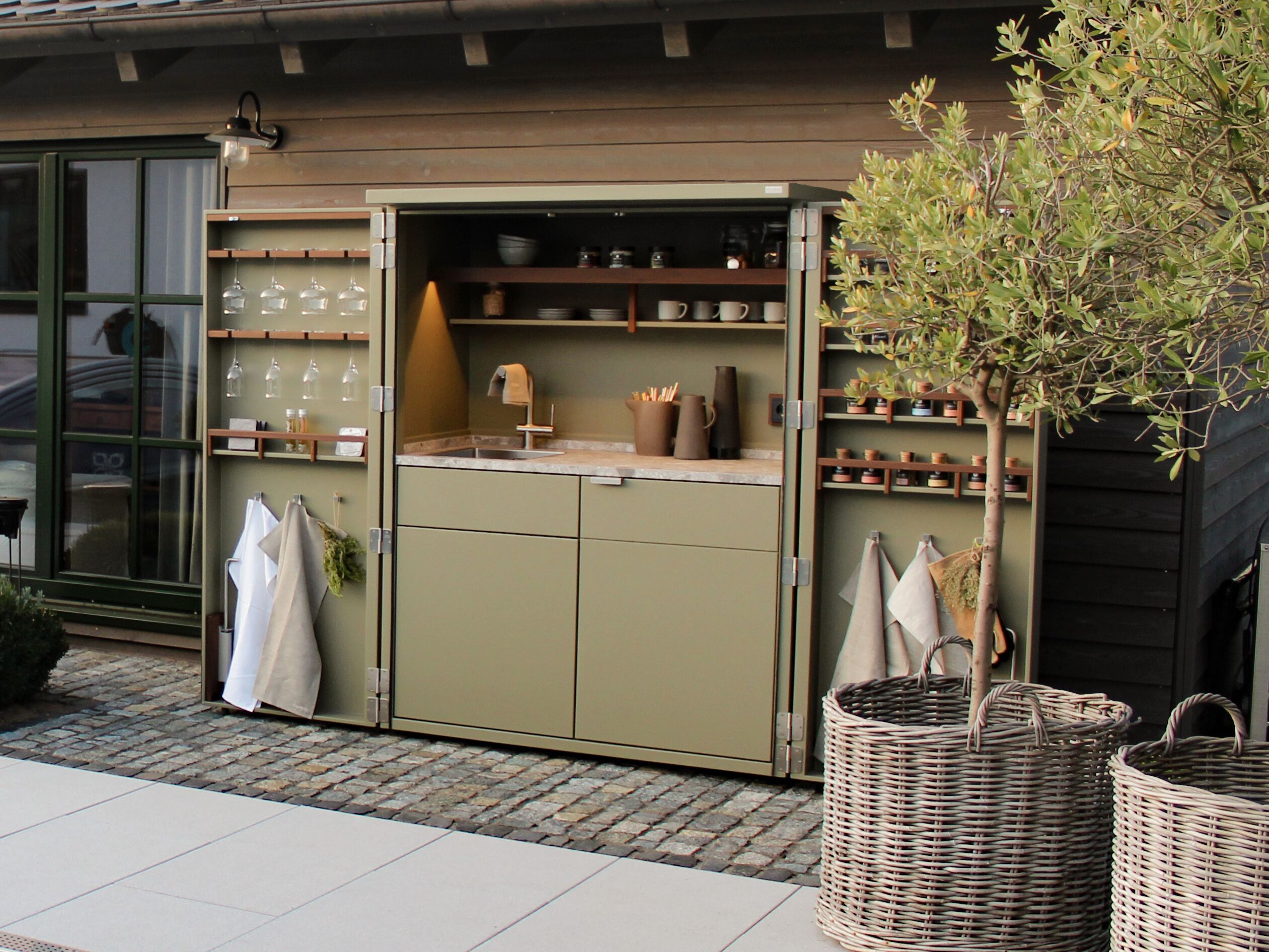 KITCHEN IN A CUPBOARD Hideaway outdoor kitchen By CUBIC OUTDOOR LIVING