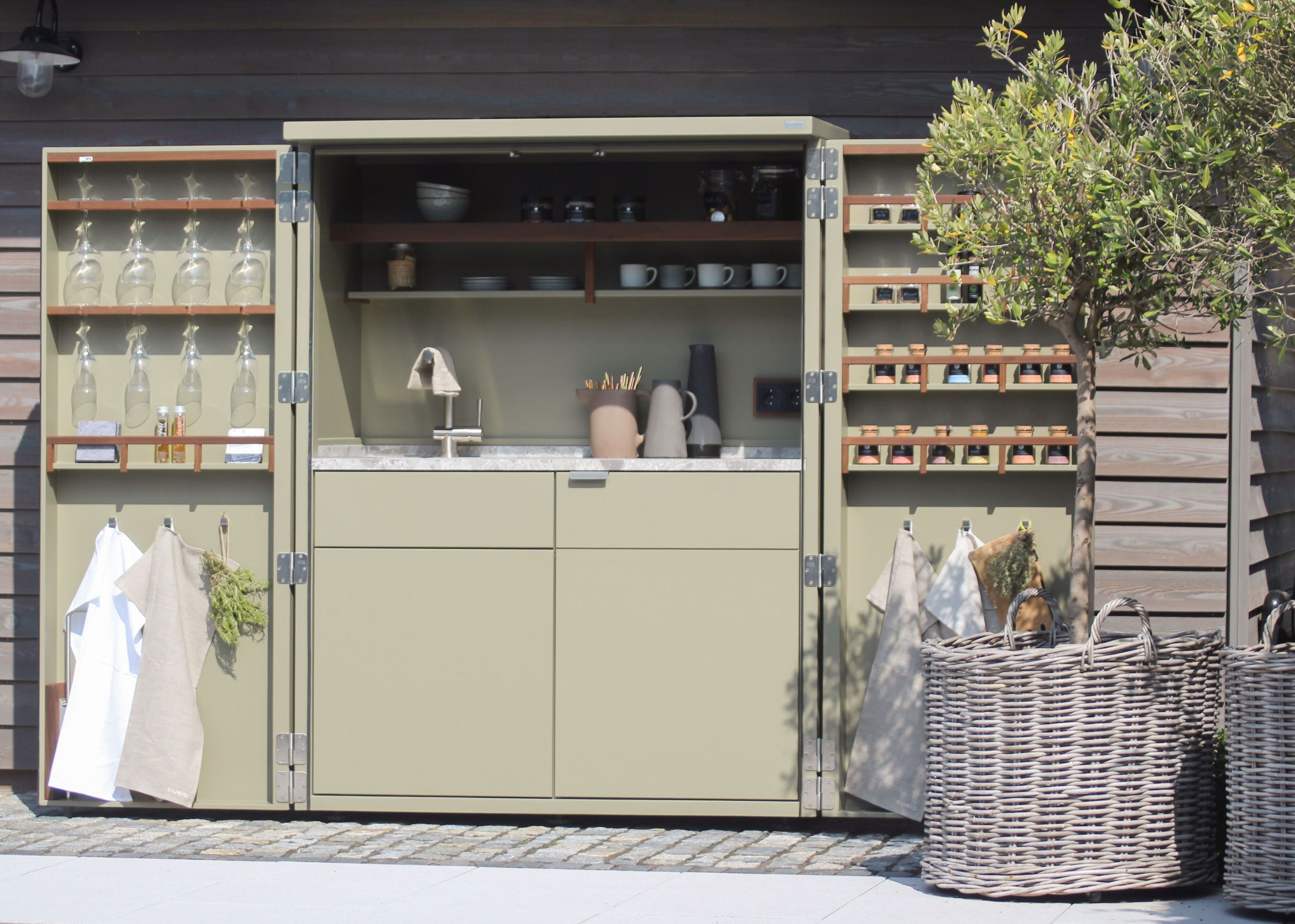 KITCHEN IN A CUPBOARD Hideaway outdoor kitchen By CUBIC OUTDOOR LIVING