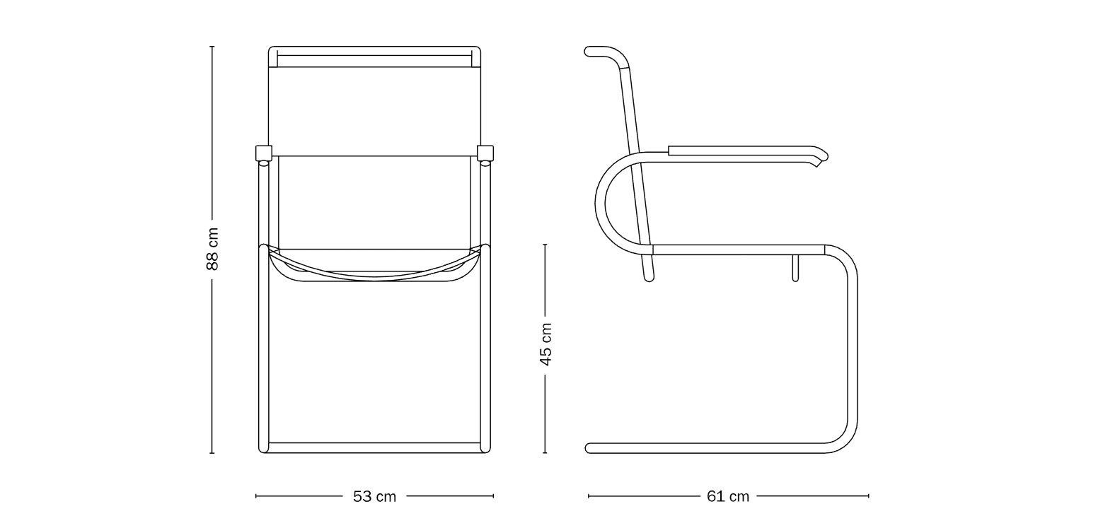 D40 Sedia a sbalzo in vimini con braccioli By TECTA | design Marcel Breuer