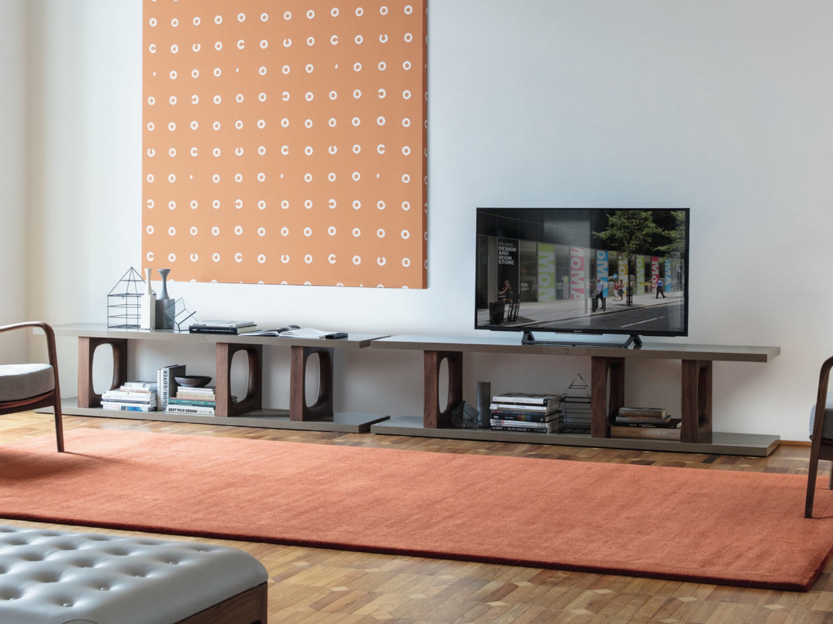 DALIDA | TV cabinet Low wooden TV cabinet By Porada | design Carlo Ballabio