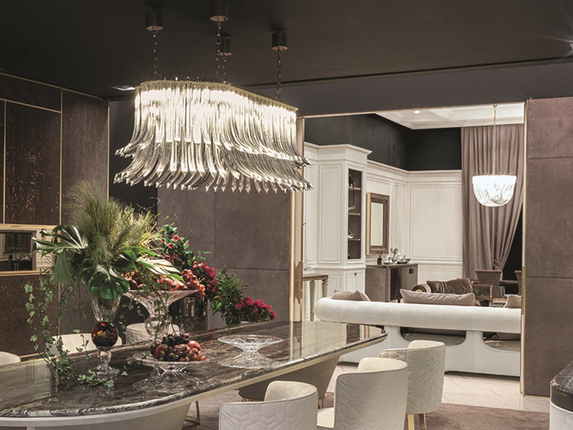 Crystal pendant lamp DALMA By Longhi design Giuseppe Iasparra