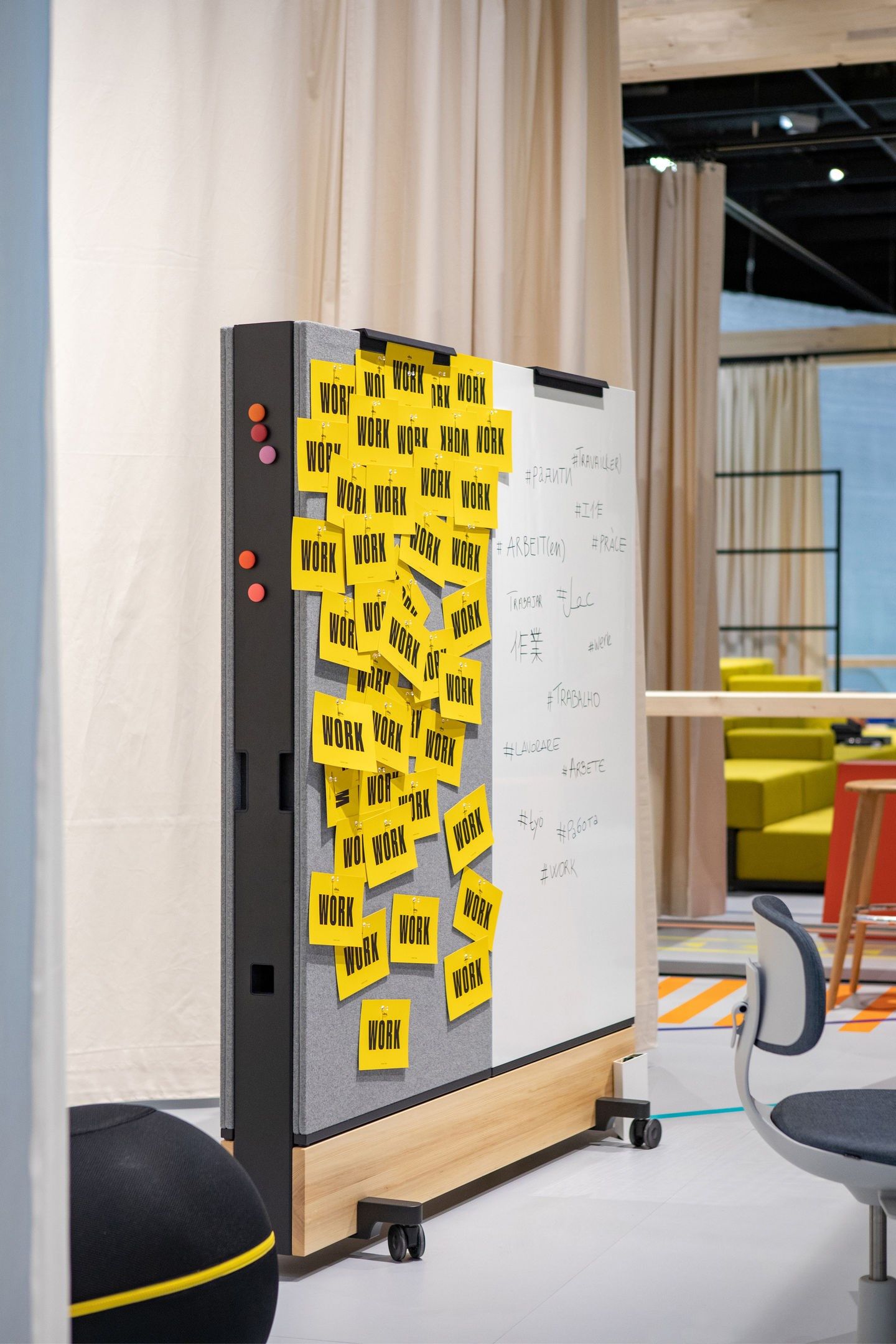 DANCING WALL Freestanding steel and wood office screen with casters By ...