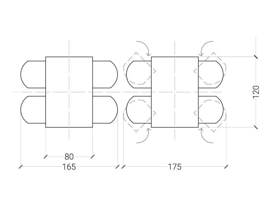 DATA 102 Steel and wood monoblock canteen table with integrated seats ...