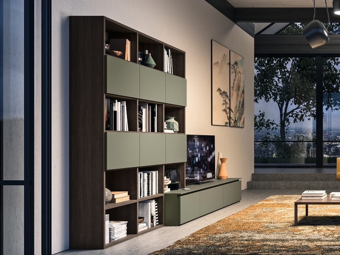 Wooden TV wall system DAY SYSTEM 04 By Composit