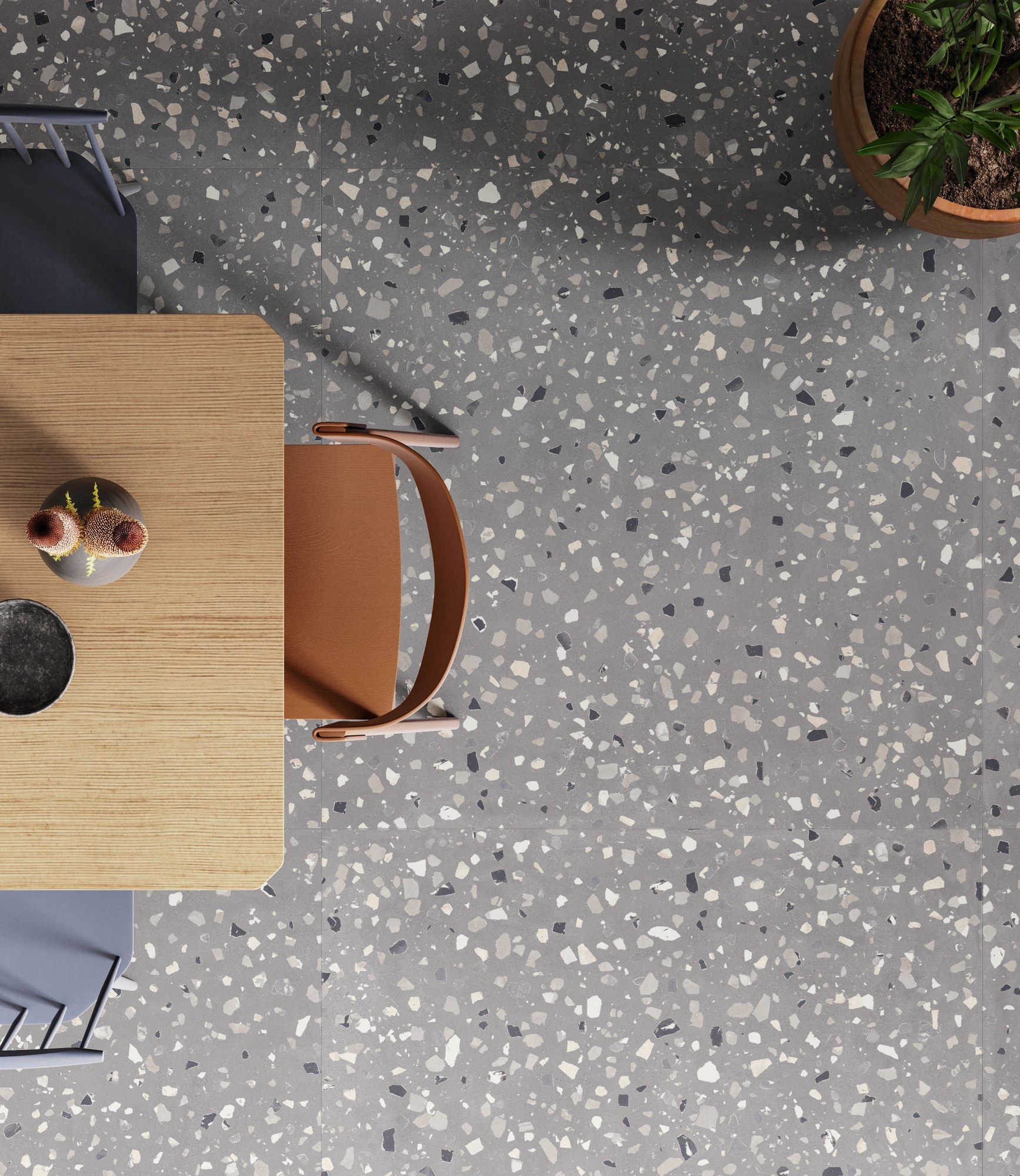 Pavimento/rivestimento in gres porcellanato effetto terrazzo veneziano per interni ed esterni ...