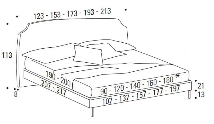 Fabric storage bed with upholstered headboard DEMY By Felis