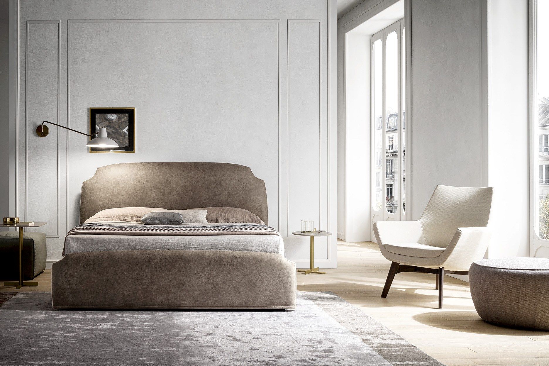 Fabric storage bed with upholstered headboard DEMY By Felis