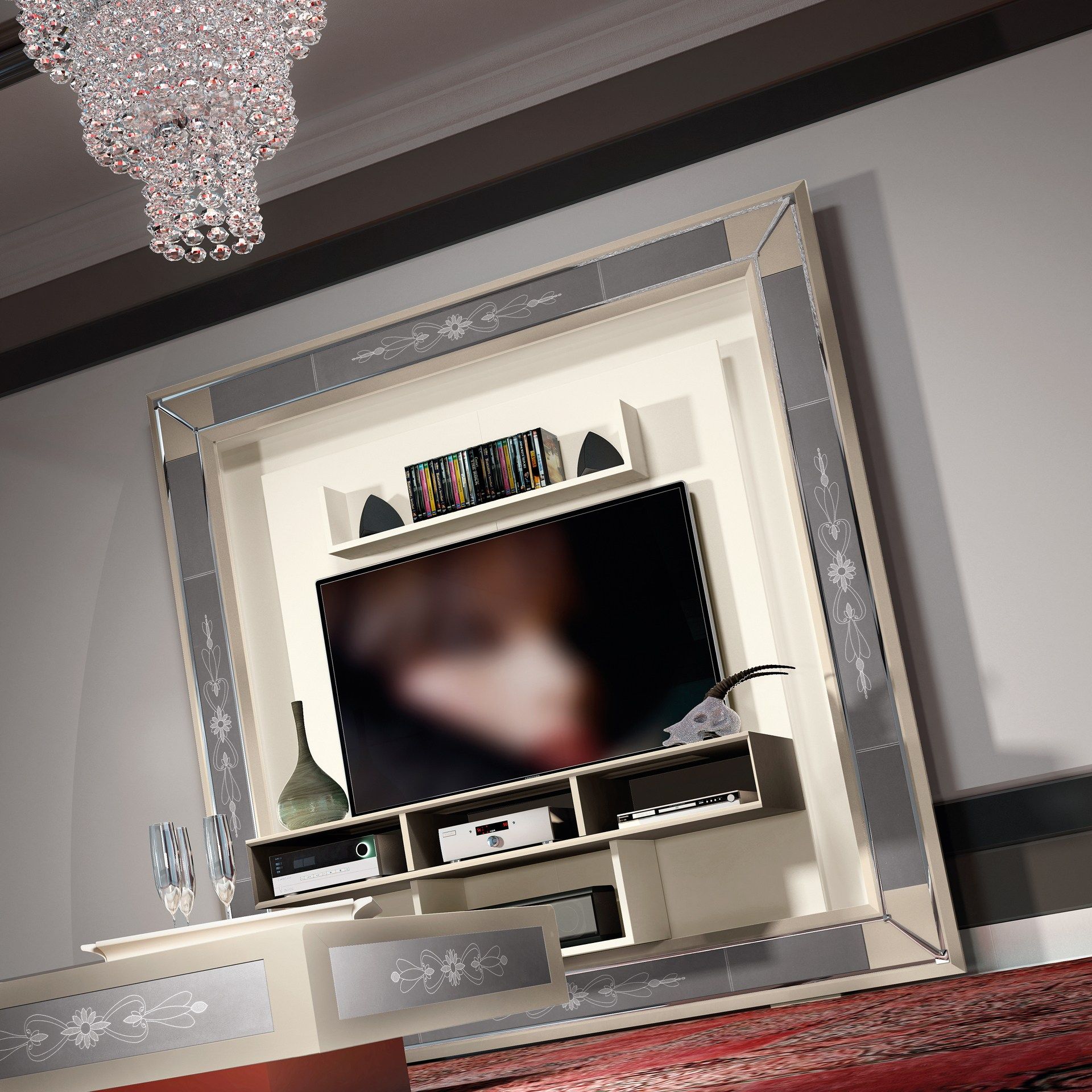 TV wall system with integrated lighting DESIRE THE FRAME By Vismara Design
