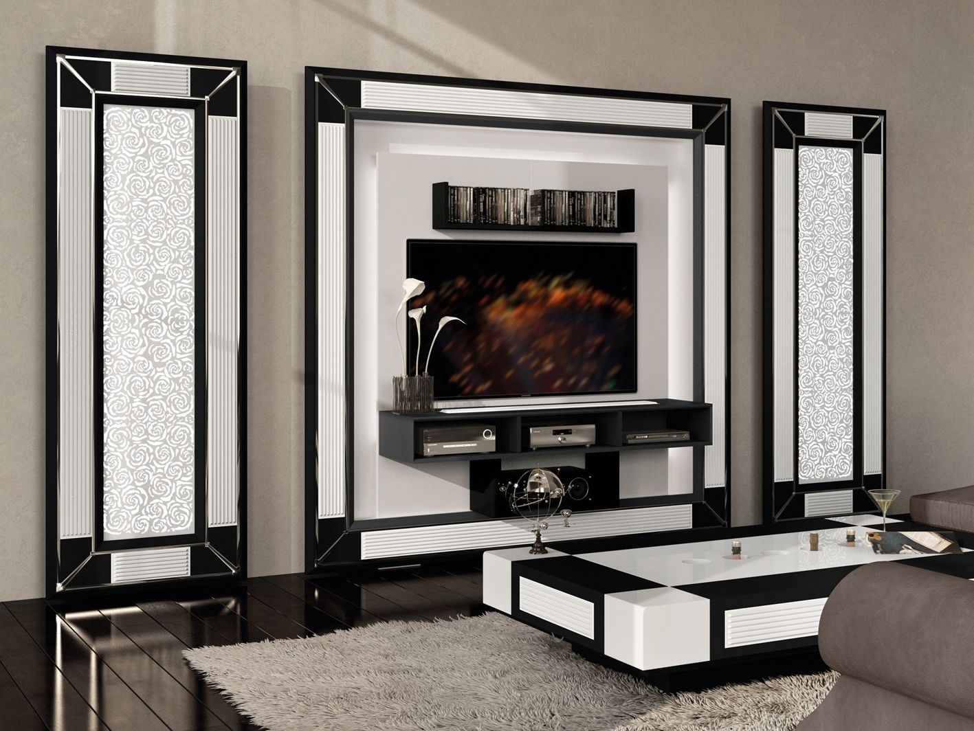 TV wall system with integrated lighting DESIRE THE FRAME By Vismara Design