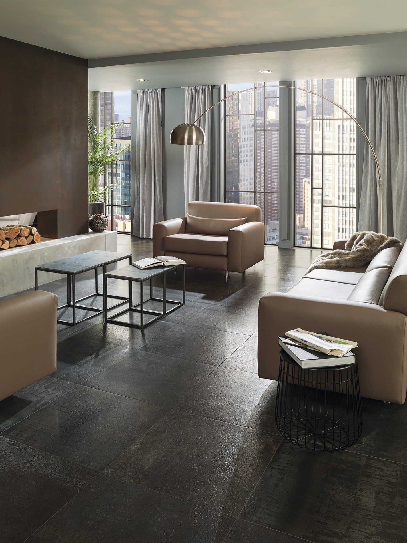 Porcelain stoneware wall/floor tiles with metal effect DETROIT ...