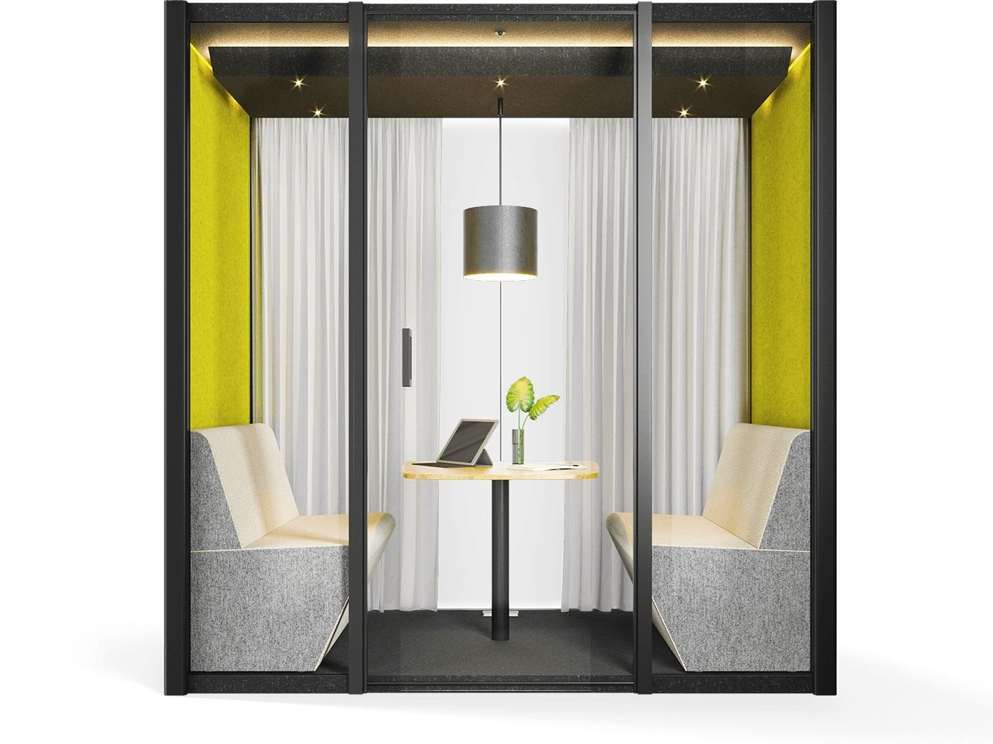 Office booth with built-in lights for coffee break DIALOGUE CUBE By ...
