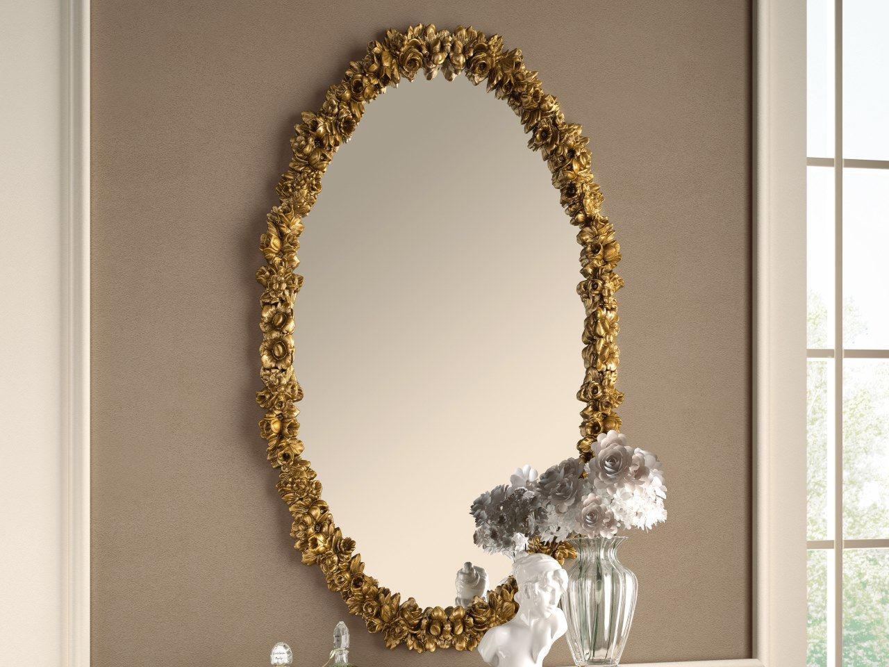 DIAMANTE Oval framed wall-mounted mirror By CASA +39