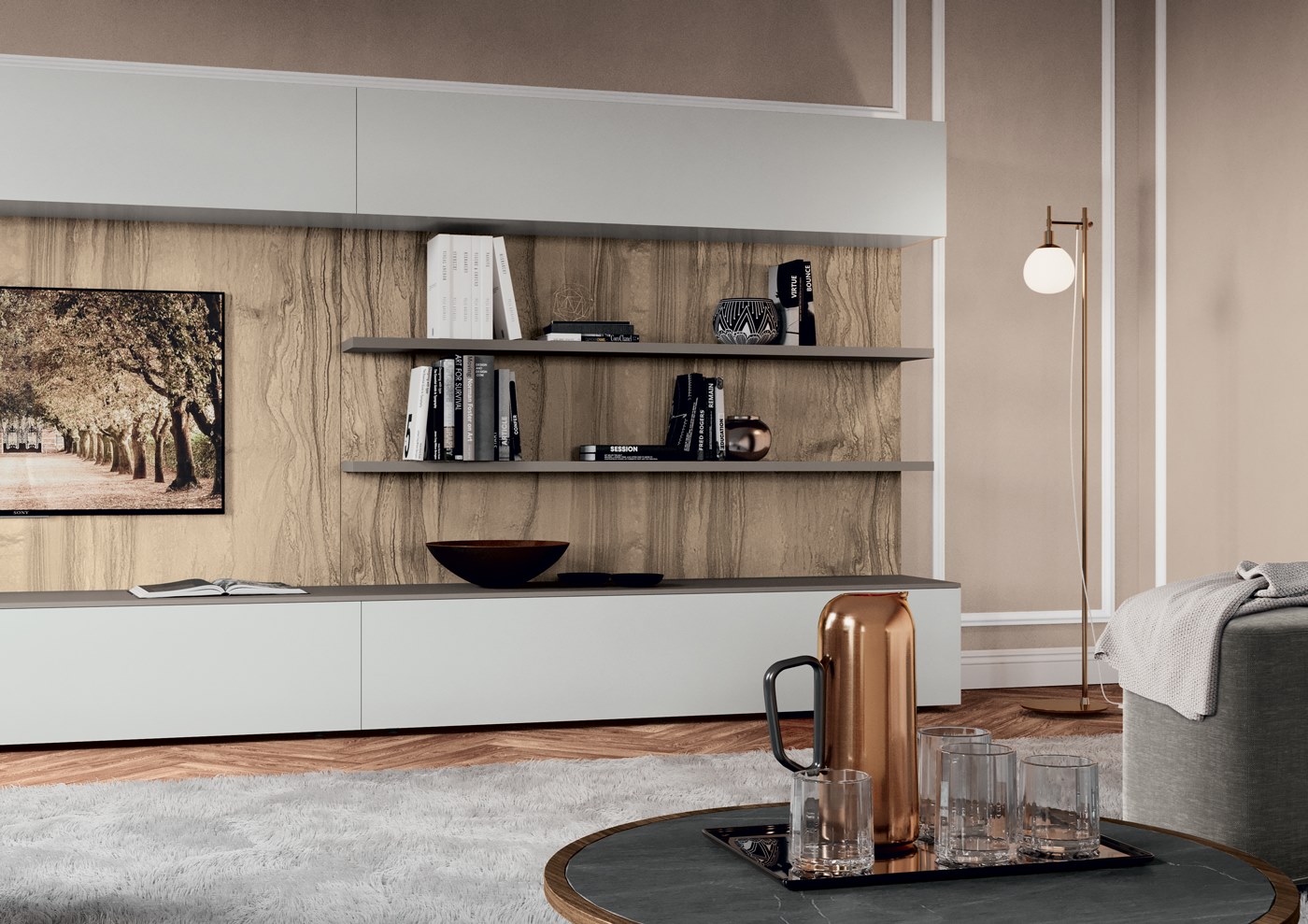 TV wall system DICIOTTO 02 By Febal Casa