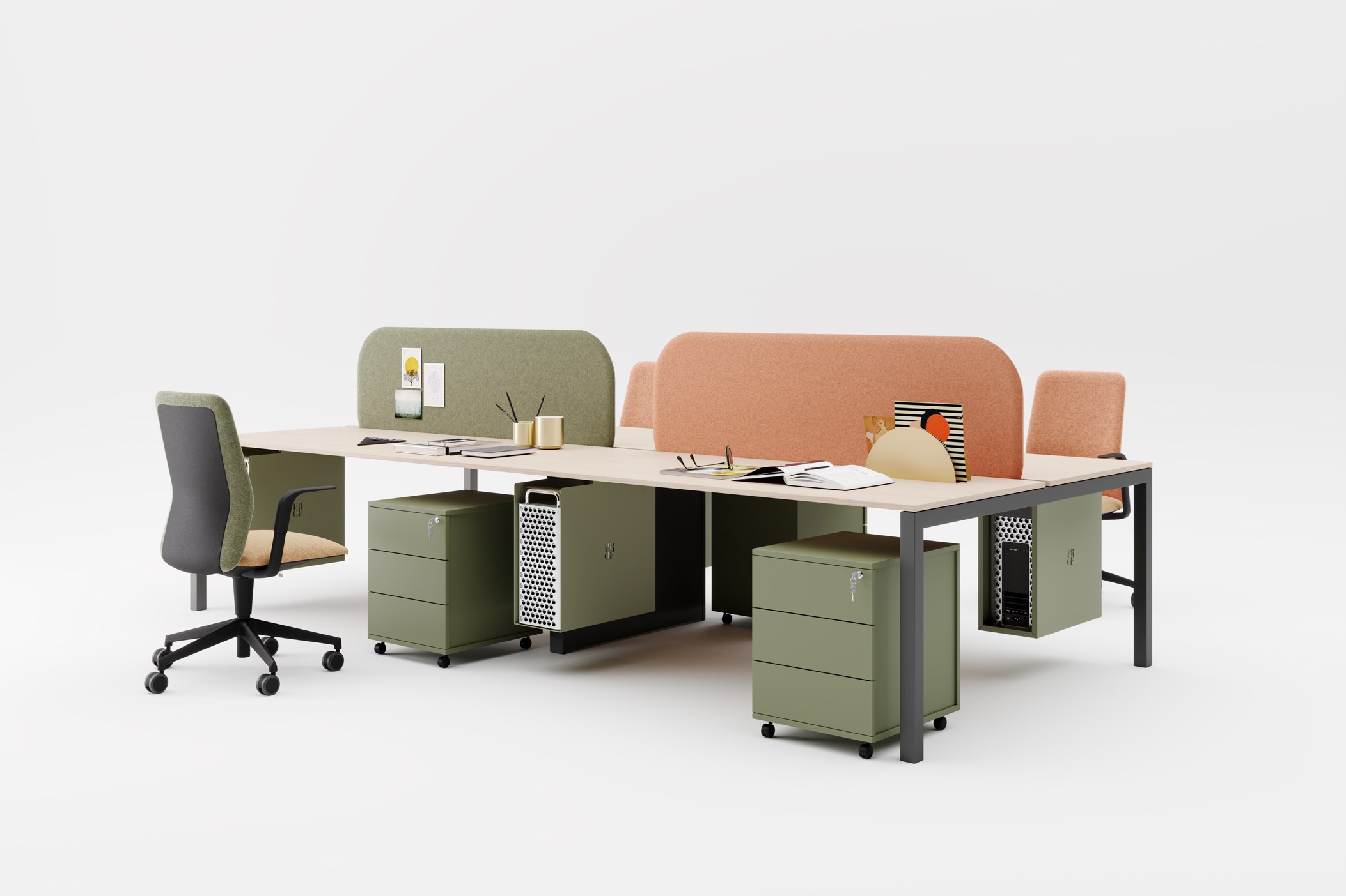 DIECI Wooden workstation desk with cable management By PROF