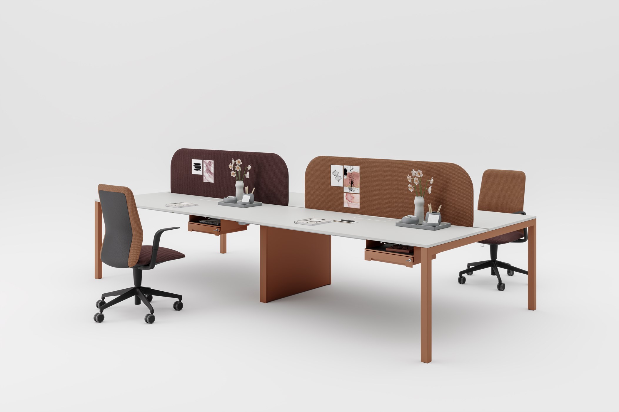 DIECI Wooden workstation desk with cable management By PROF