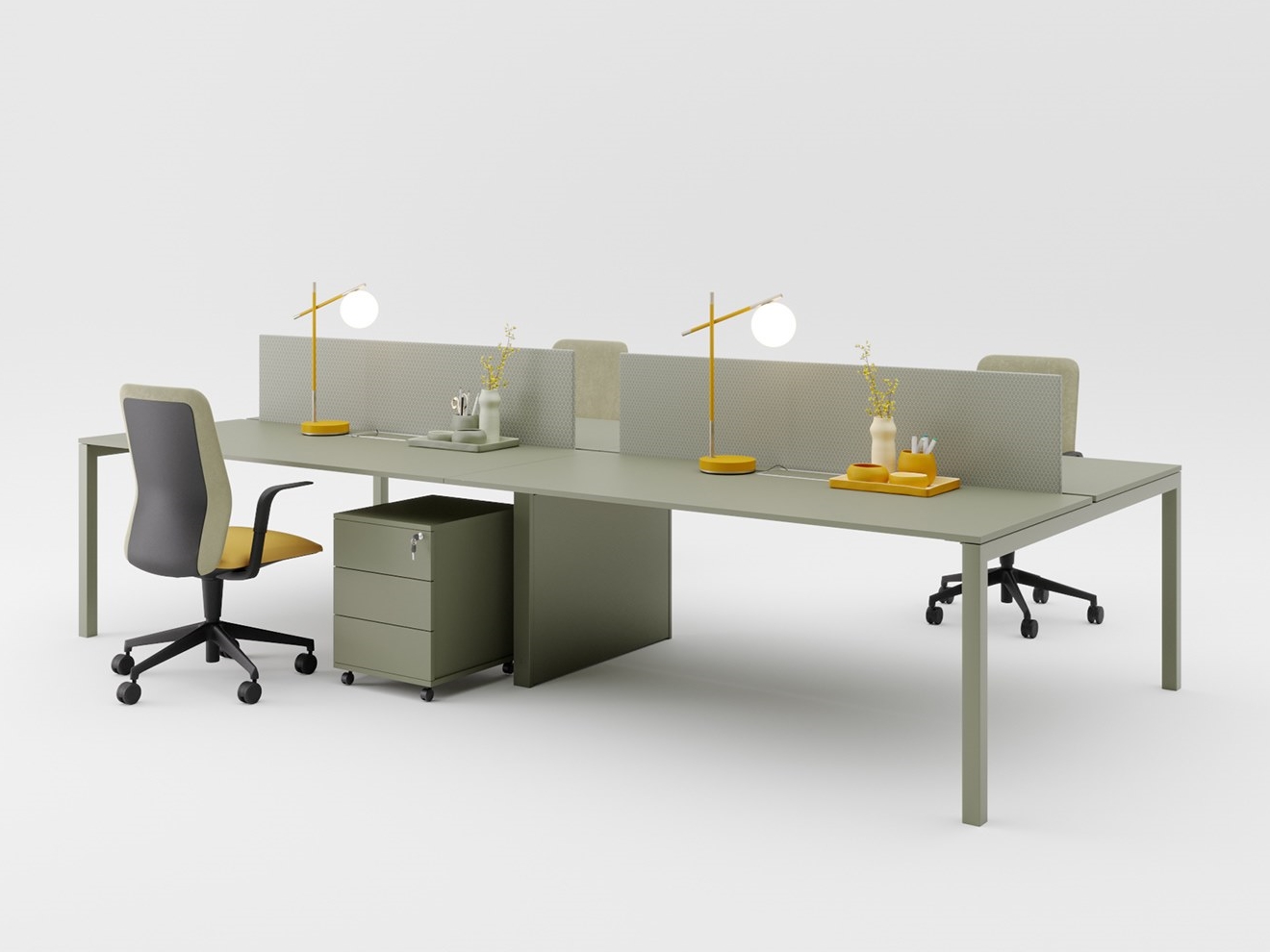 DIECI Wooden workstation desk with cable management By PROF