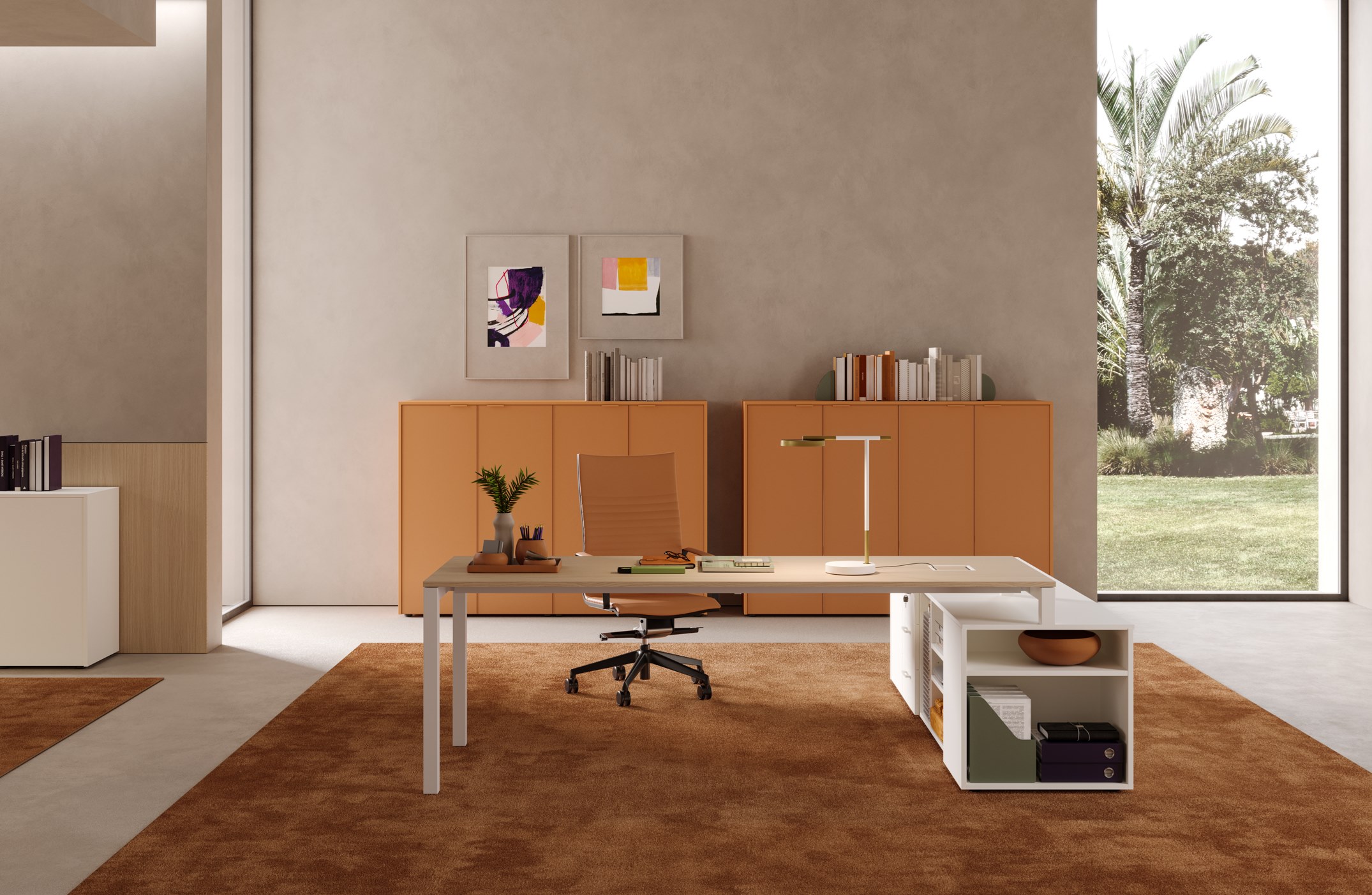 DIECI Wooden workstation desk with cable management By PROF