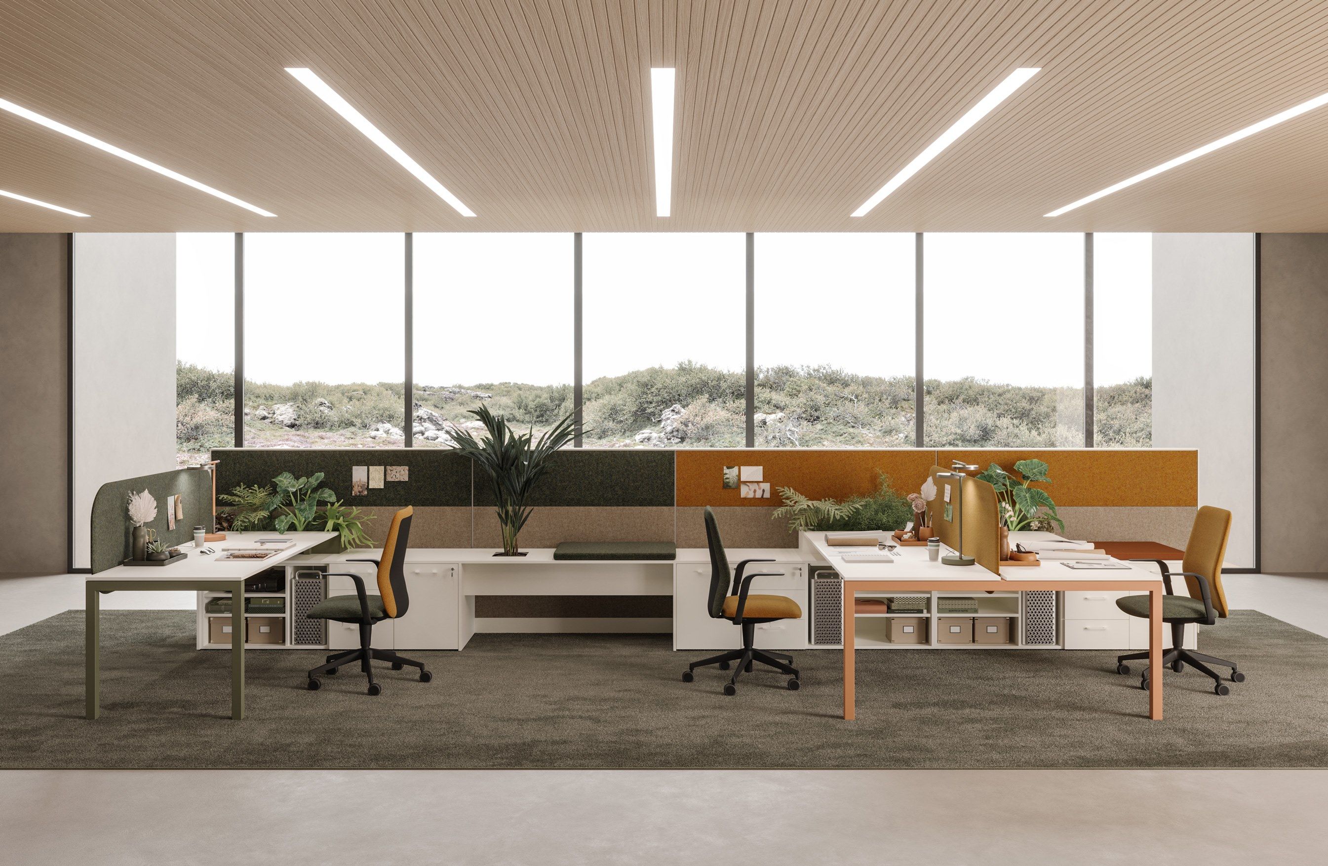 DIECI Wooden workstation desk with cable management By PROF