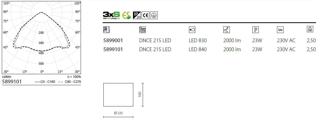 LED steel ceiling lamp DNCE By ES-SYSTEM