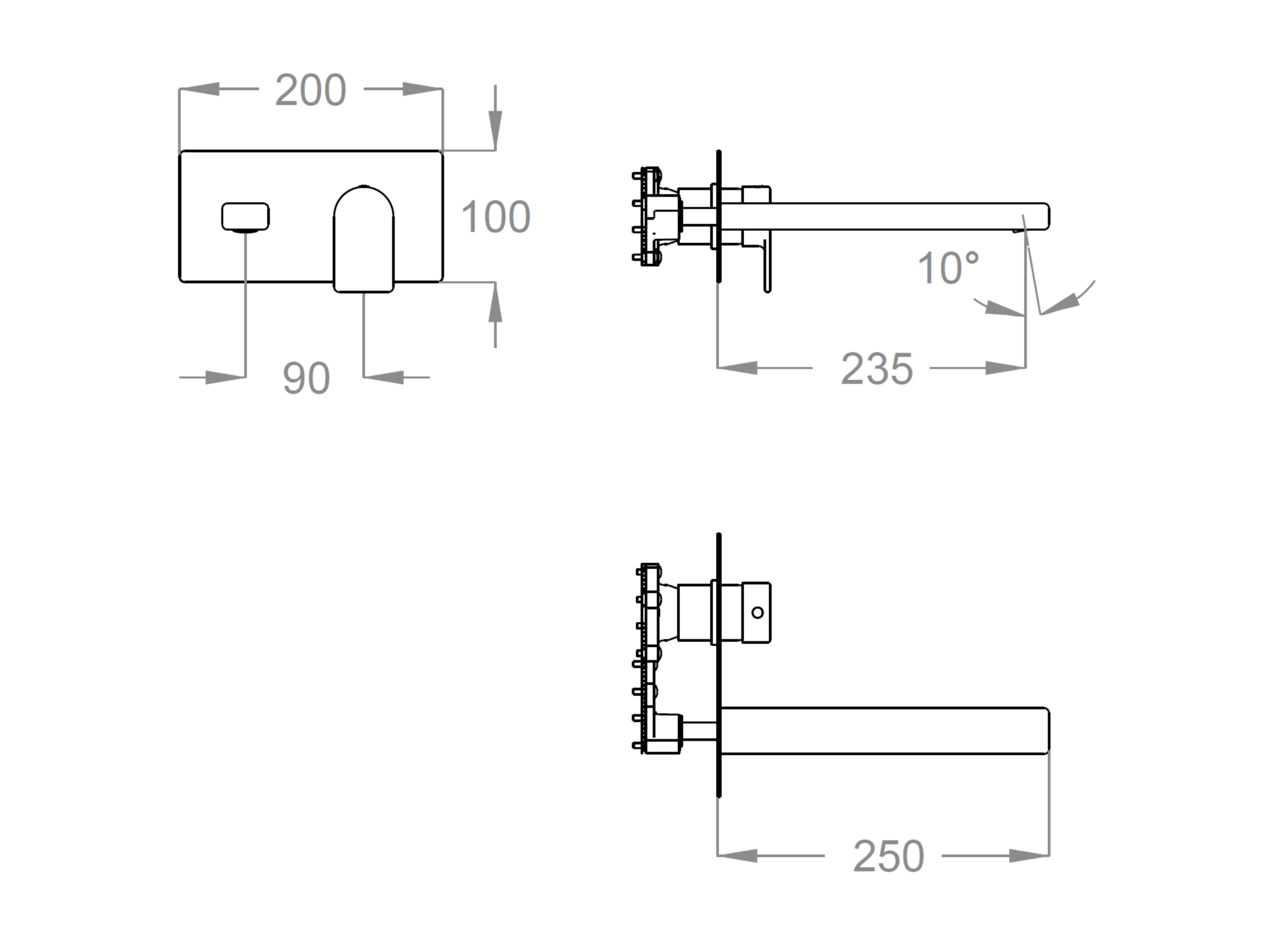 DODA 67 - 6710208 Wall-mounted brass washbasin mixer with plate By Fir ...
