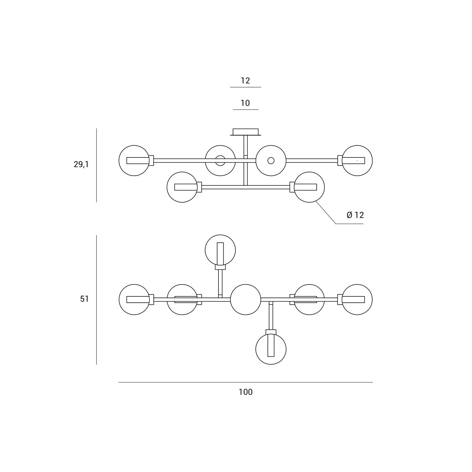 DOM 6 | Lámpara de techo Lámpara de techo de vidrio borosilicato By ...