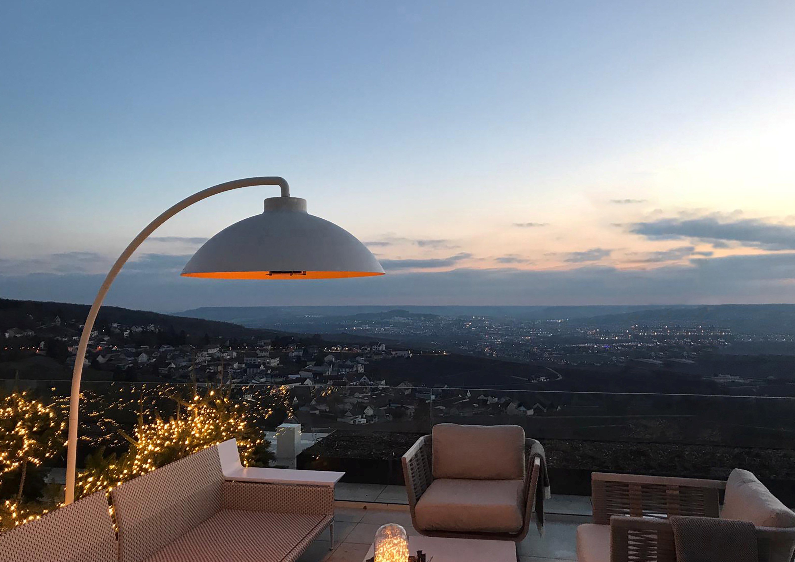 Outdoor aluminum and stainless steel floor lamp with heater DOME FLOOR ...