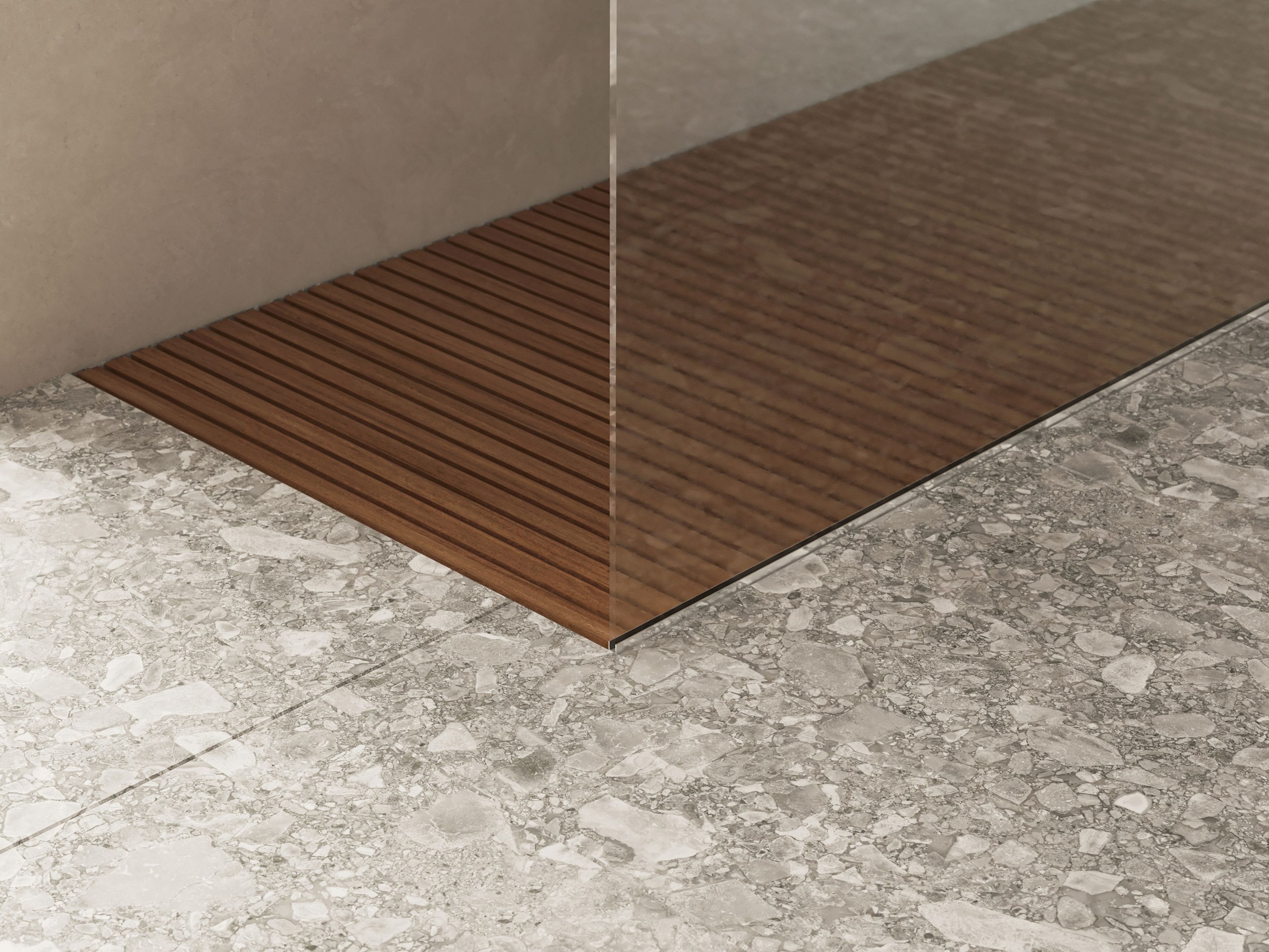 DOOR TEAK STRIPES | Pedana doccia Shower platform in teak slats By Moab ...