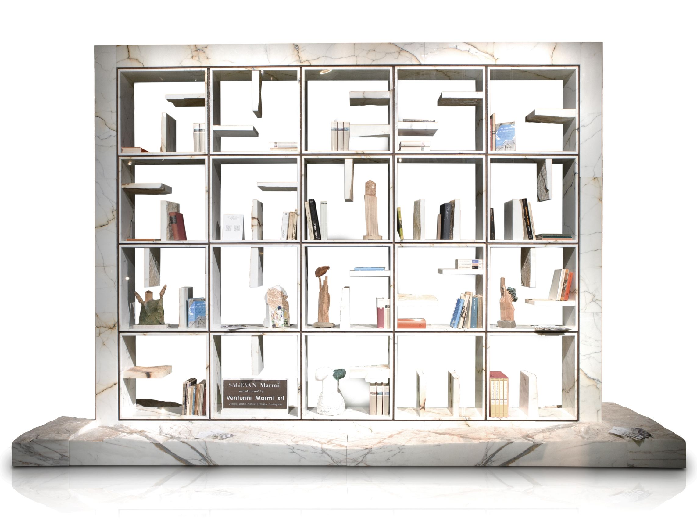 Freestanding Statuary marble bookcase DOTTA CORTEN By SAGEVAN MARMI